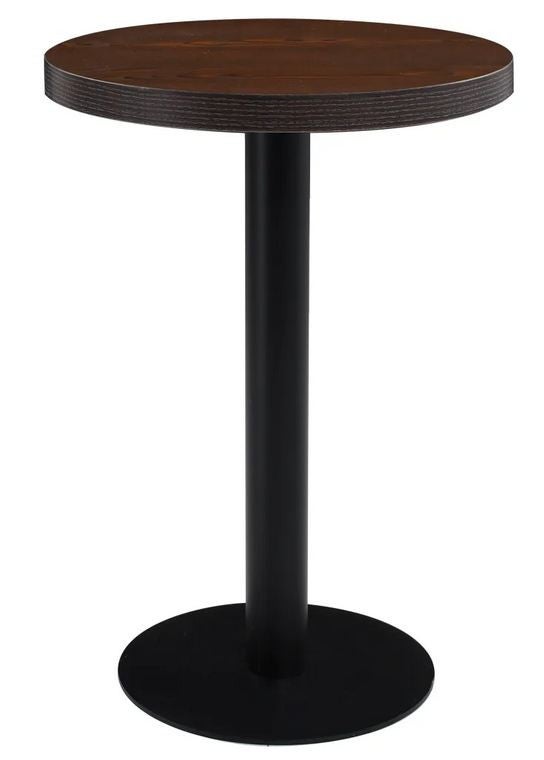 Table de bar ronde bois foncé et pieds métal noir Beth D 60 cm | Leroy ...