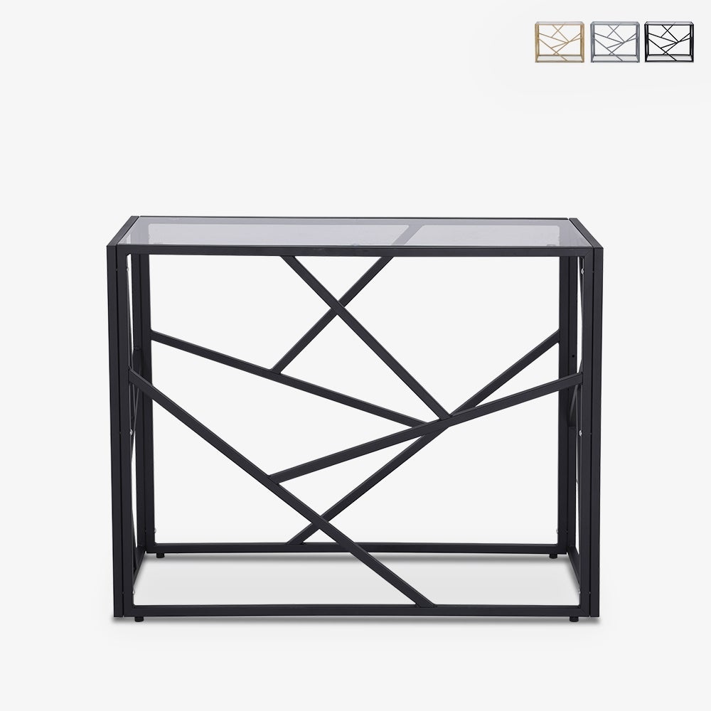 Console d'entrée design moderne 100x40x78cm plateau en verre Kevin ...