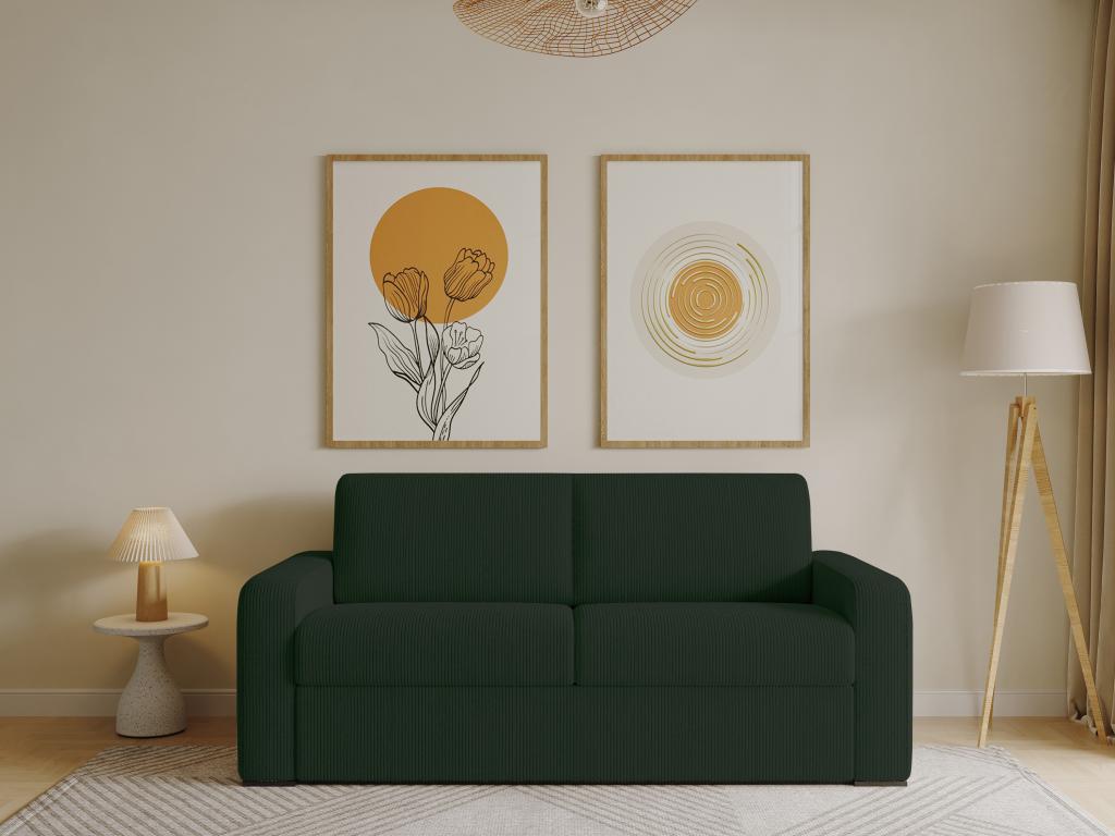 Canapé 4 places convertible express en velours côtelé vert sapin ...