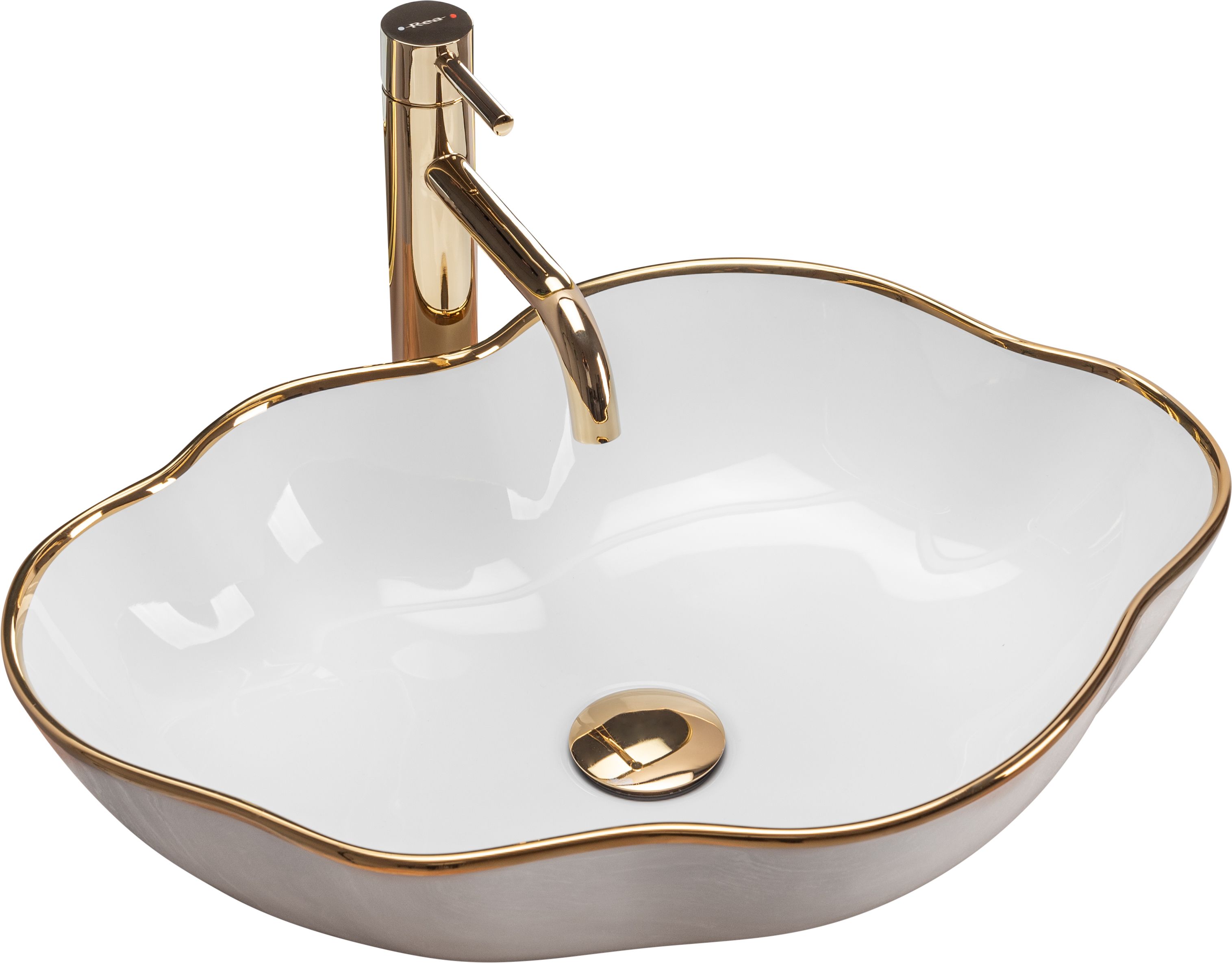 LAVABO SOBRE ENCIMERA REA PEARL WHITE GOLD 50,5X38X13,5CM | Leroy Merlin