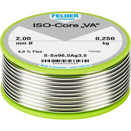 Felder ISO-Core VA Étain à souder bobine Sn96,5Ag3,5 0.250 kg 2 mm ...