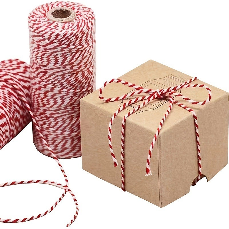 1 morceau de ficelle en coton rouge et blanc-Décorations de Noël ...