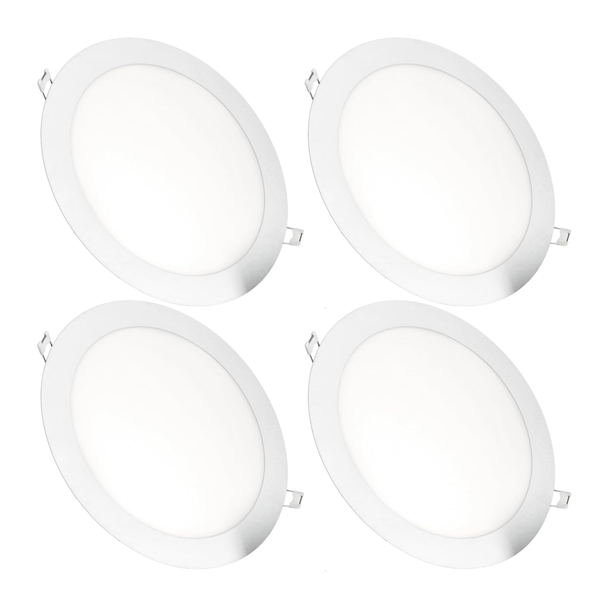 4x Downlight LED 18W Redondo, Plano De Empotrar Aro de Aluminio Blanco ...