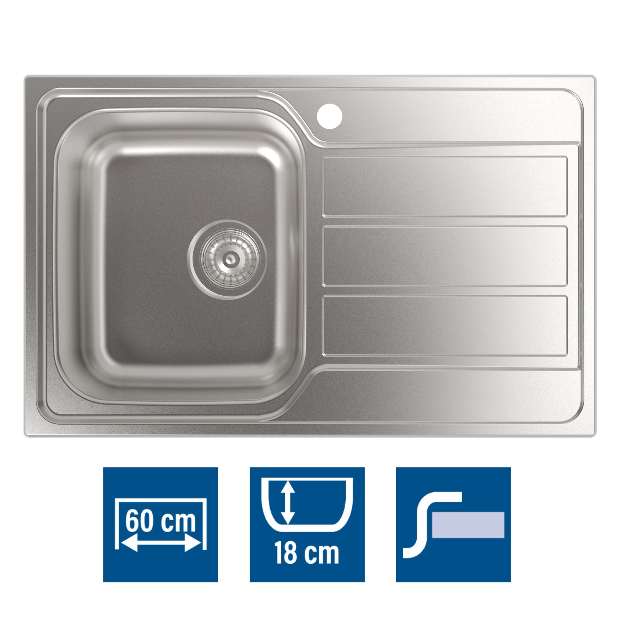 CATA Fregadero CDL-1 ED 1 Seno con Escurridor de Acero Inox Cuadrado 79 ...