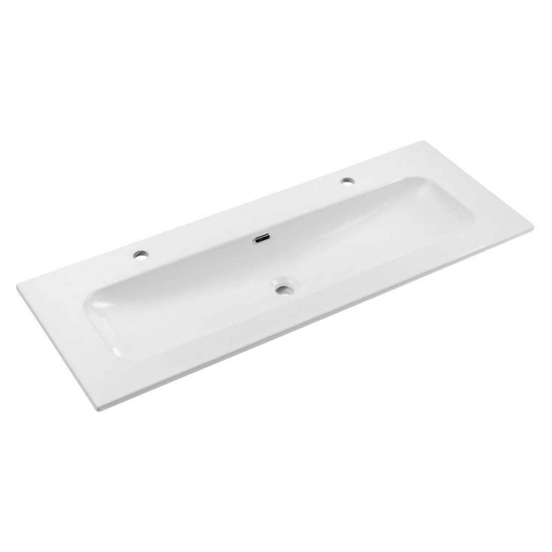 Vasque à encastrer LARGO 120 cm en céramique blanche brillante double ...