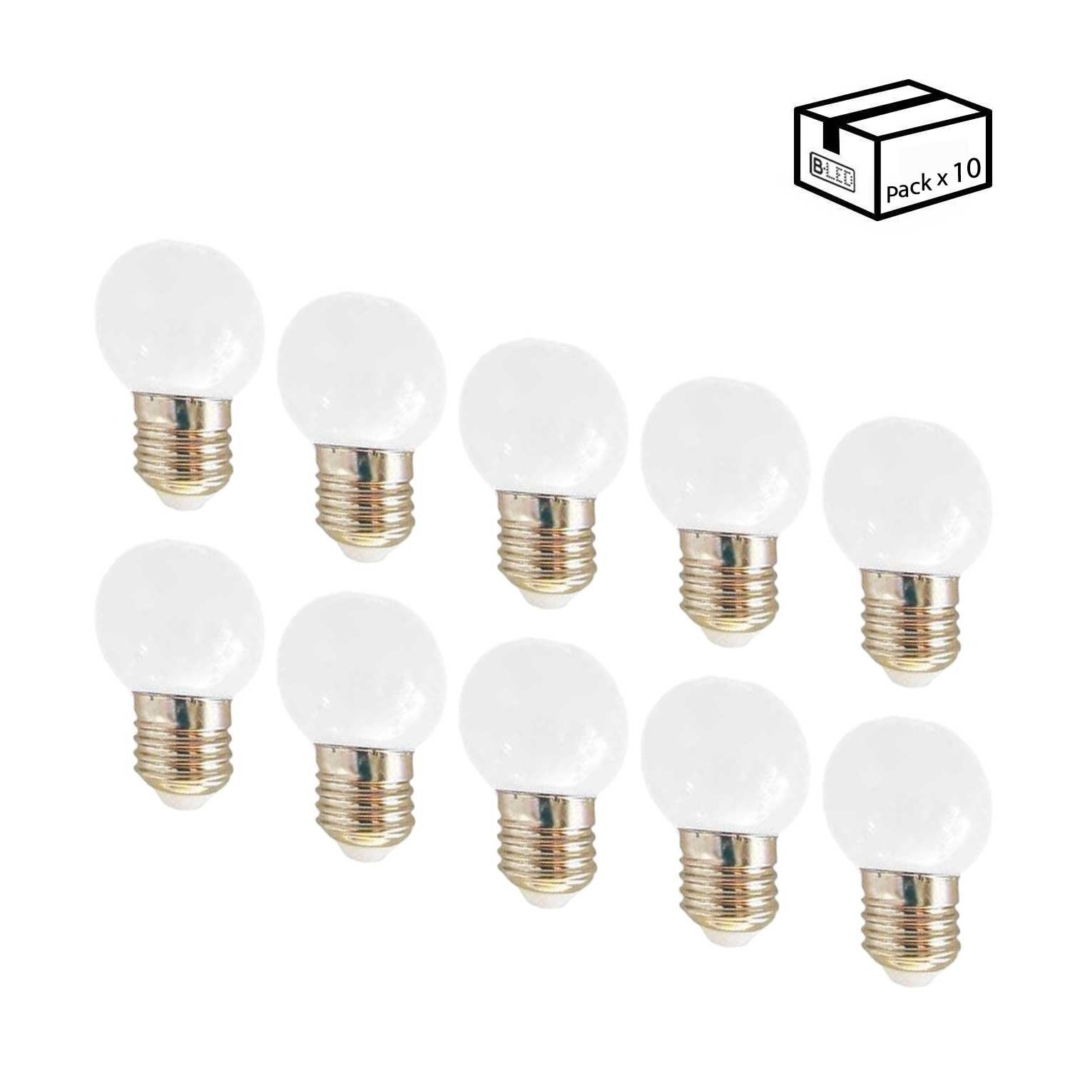 Pack de 10 Bombillas LED E27 1W de un color - Blanco Cálido | Leroy Merlin