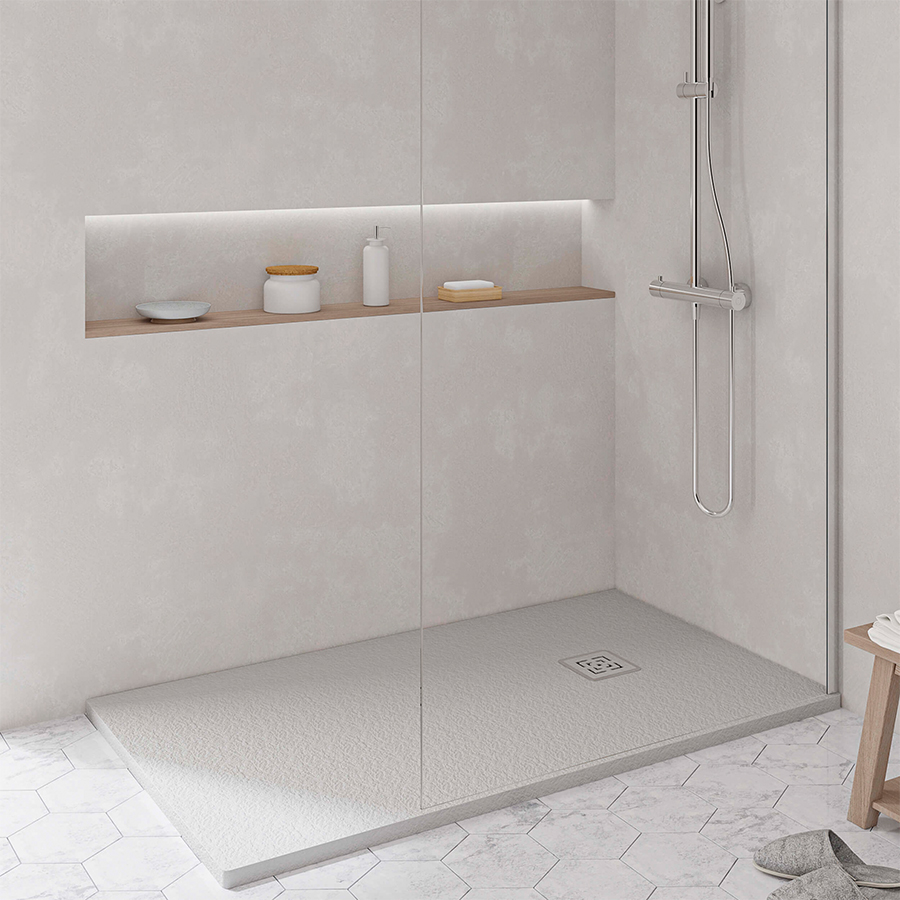 KOES - Plato de Ducha de Resina Modelo NILO – 90x100 – Azul bruma RAL ...