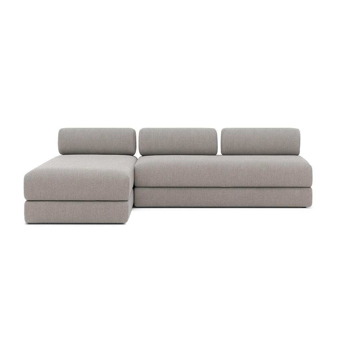 Canapé d'angle modulable et convertible 6 places - Tissu lisse - Gris ...