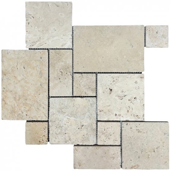 Mosaïque en travertin beige Impéria - Opus, 4 formats x 1 cm - C-NEGOCE ...