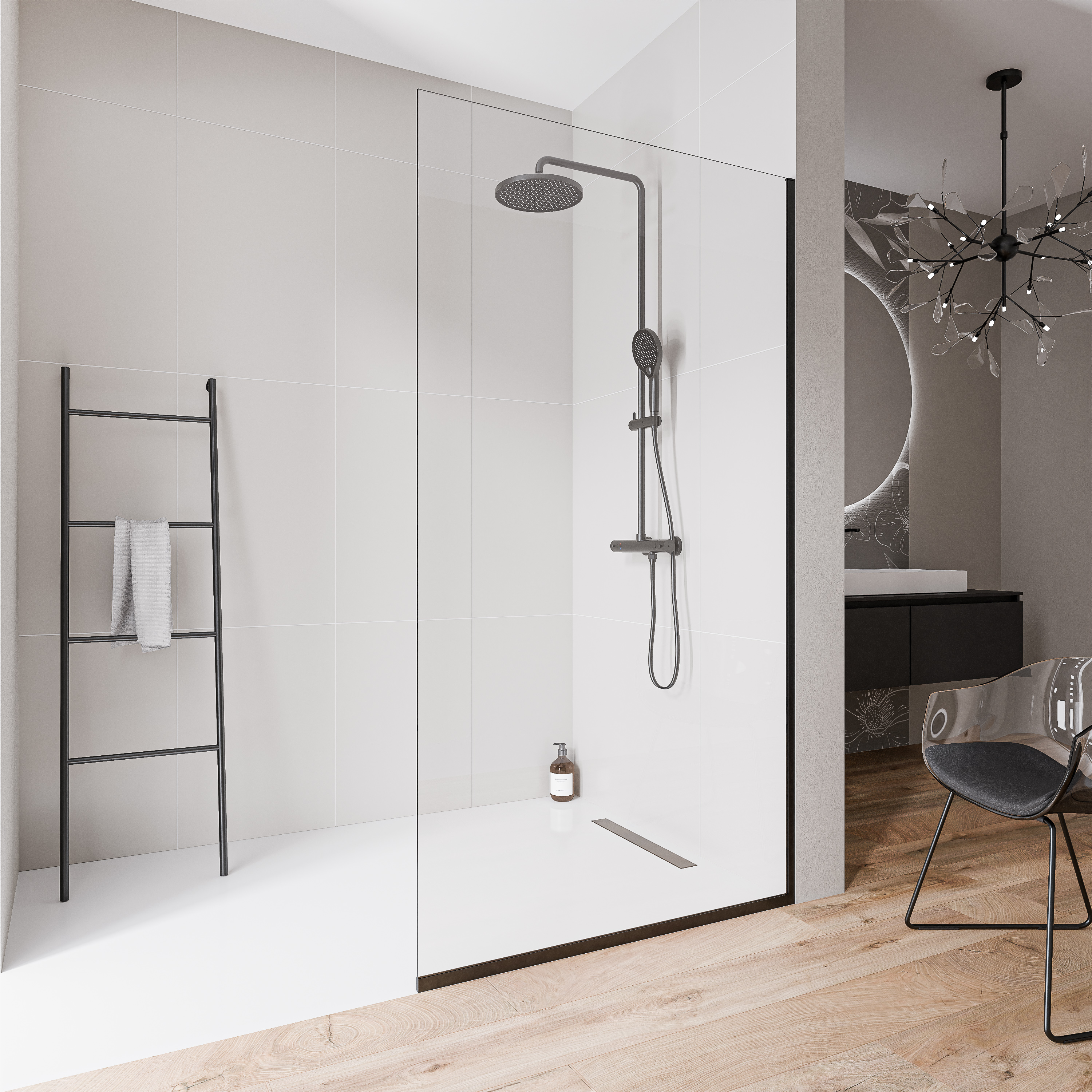 BERNSTEIN - Mampara de ducha italiana 140x220 cm, cristal NANO 10 mm ...