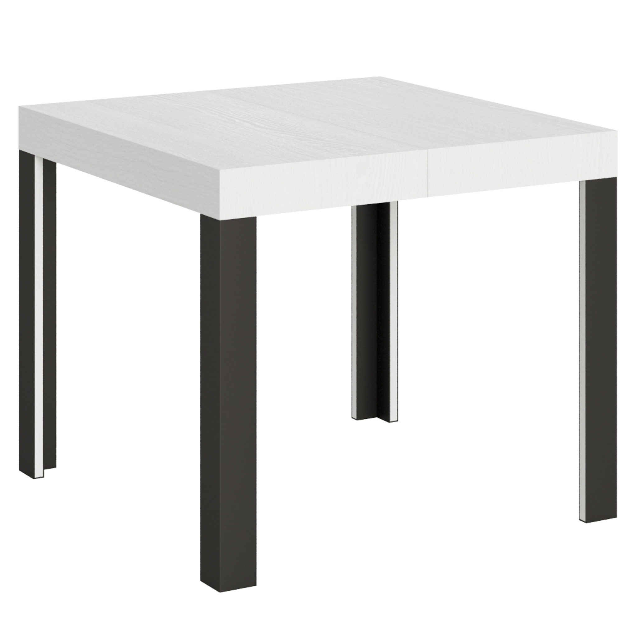 Table extensible 90x90/246 cm Linea Frêne Blanc cadre Anthracite ...