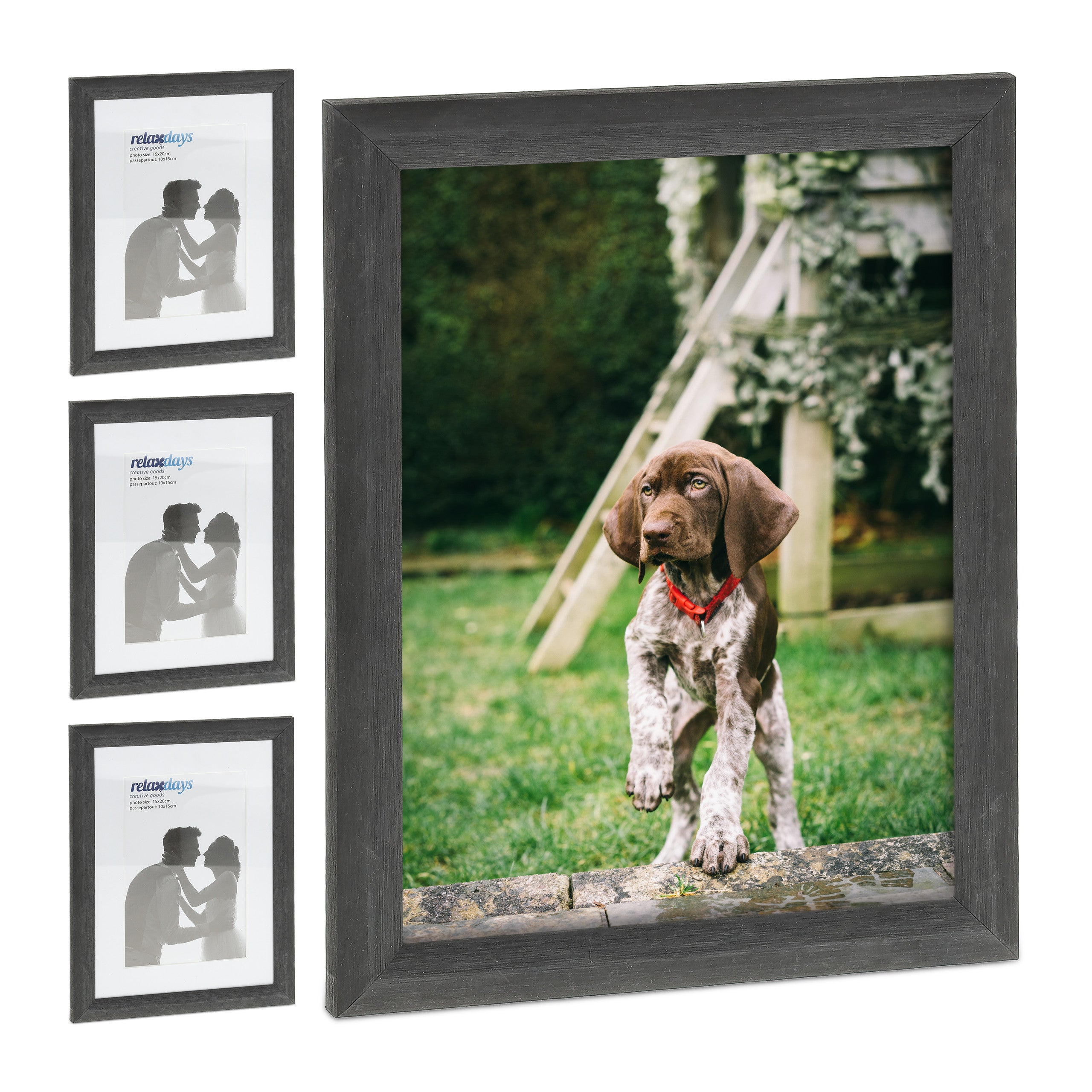 Cadre photo, lot de 4, 15x20 cm, effet bois, format portrait ou paysage ...