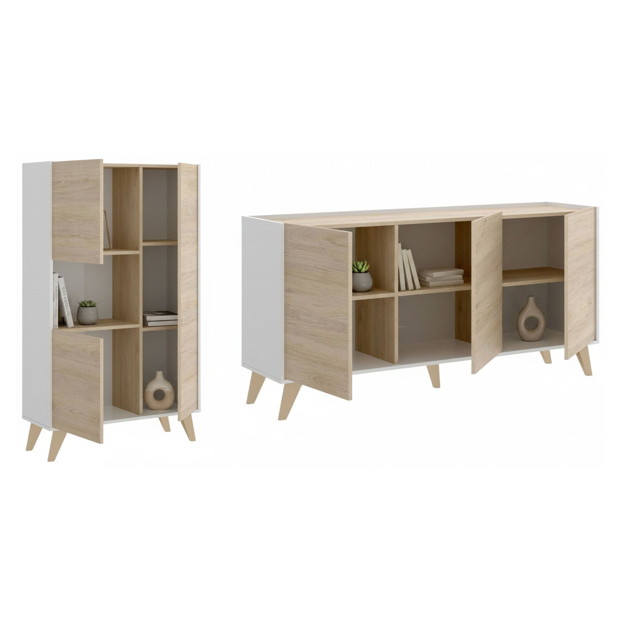 Set Mobili da Soggiorno, 7 Ripiani Modulabile, Apertura Battente ...