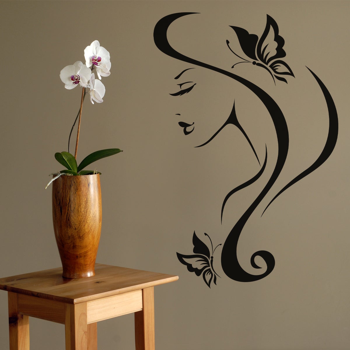 Sticker Mural - Visage Papillons - Noir - 127x187 cm | Leroy Merlin
