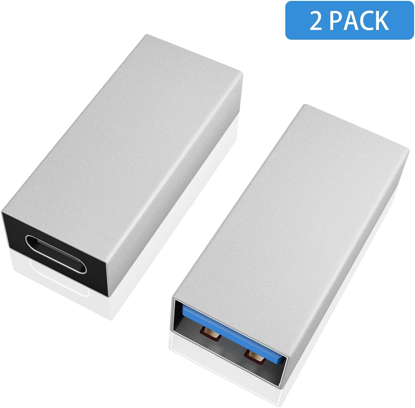 Pack de 2 adaptateurs (argent) USB C vers USB 3.0, USB 3.1, USB 3.0 femelle vers USB C femelle ...