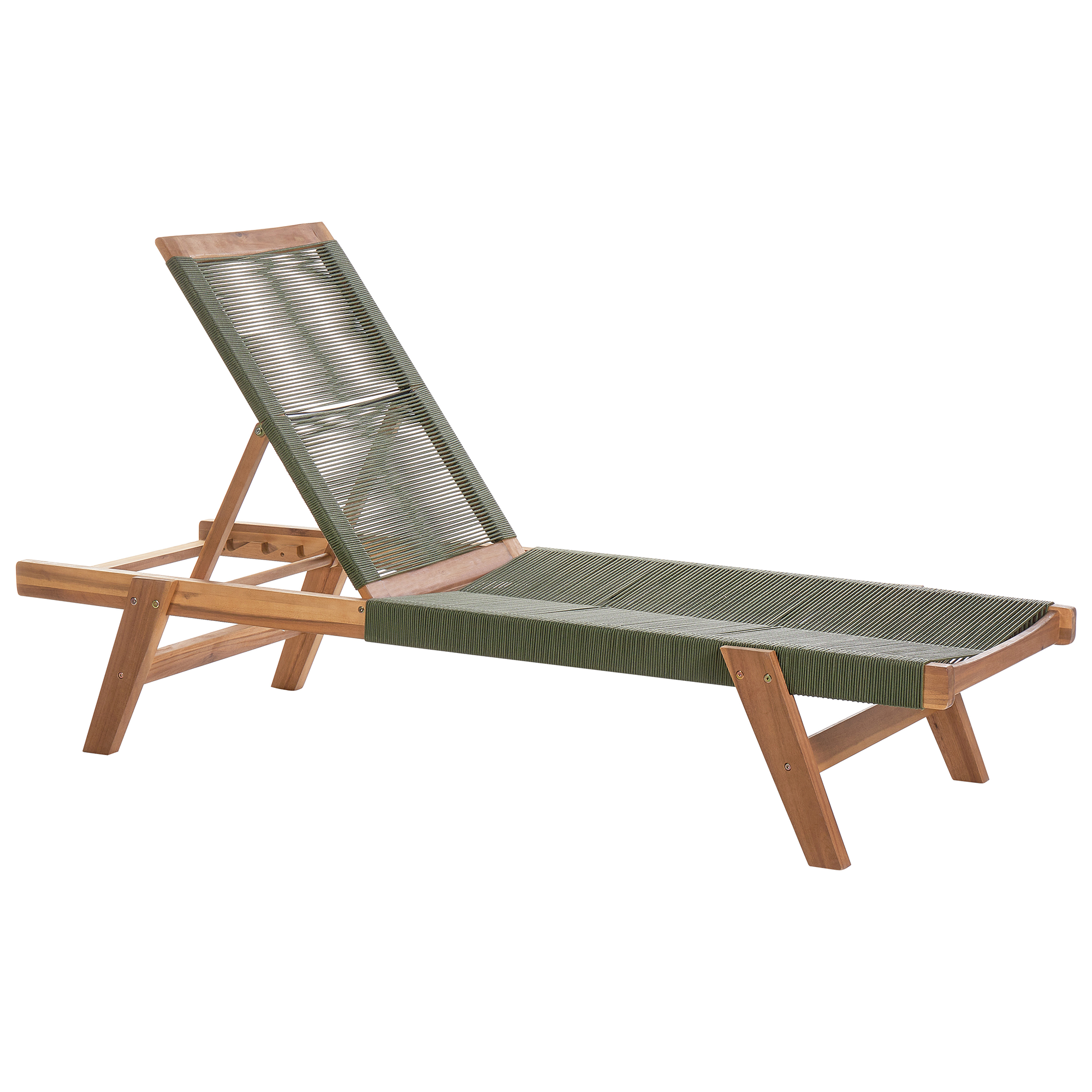Transat de Jardin Vert Bois d'Acacia Chaise Longue Dossier Inclinable ...