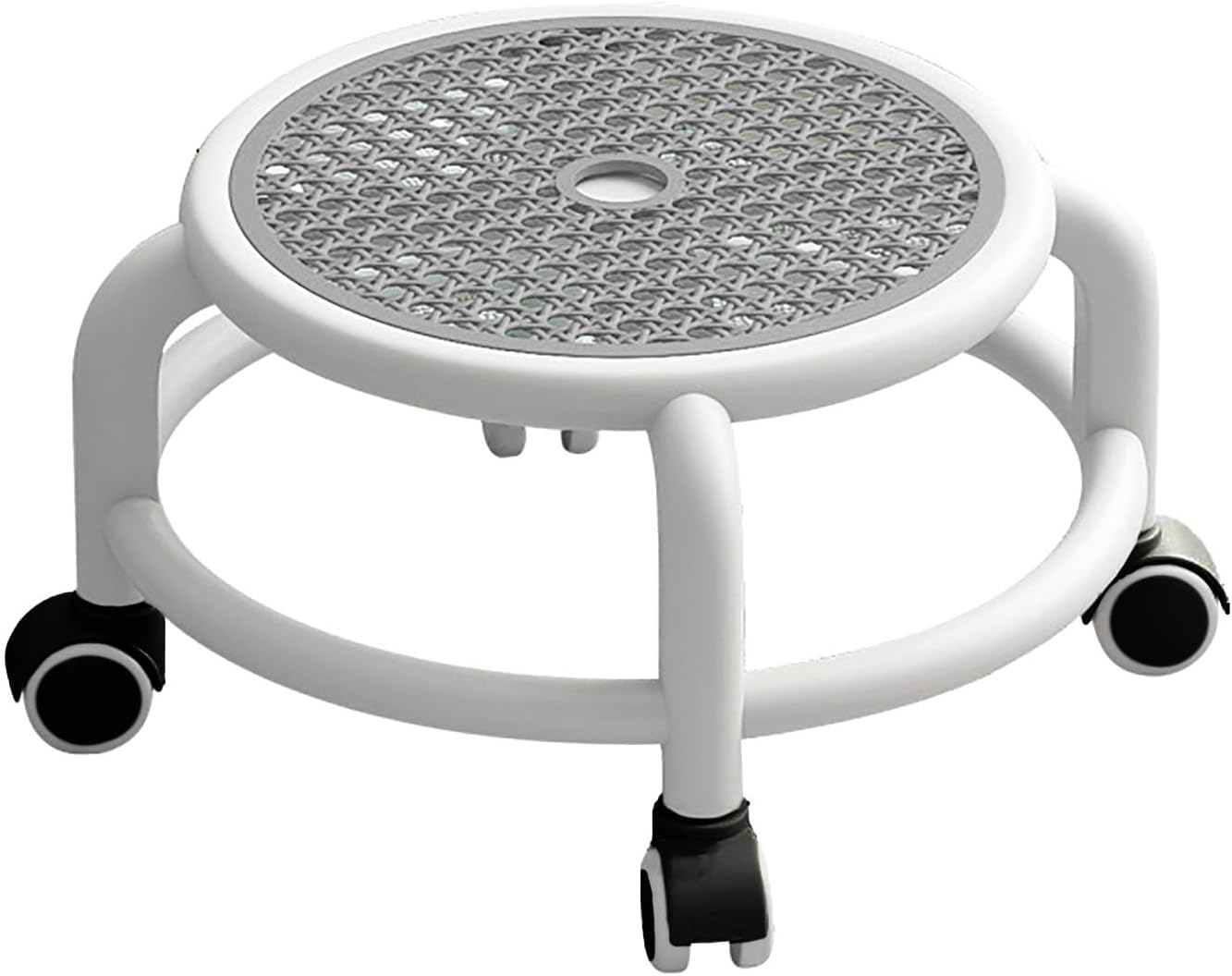 Low Stool Round Seat with Wheels, 360 Degree Rotatable Pedicure Stool ...
