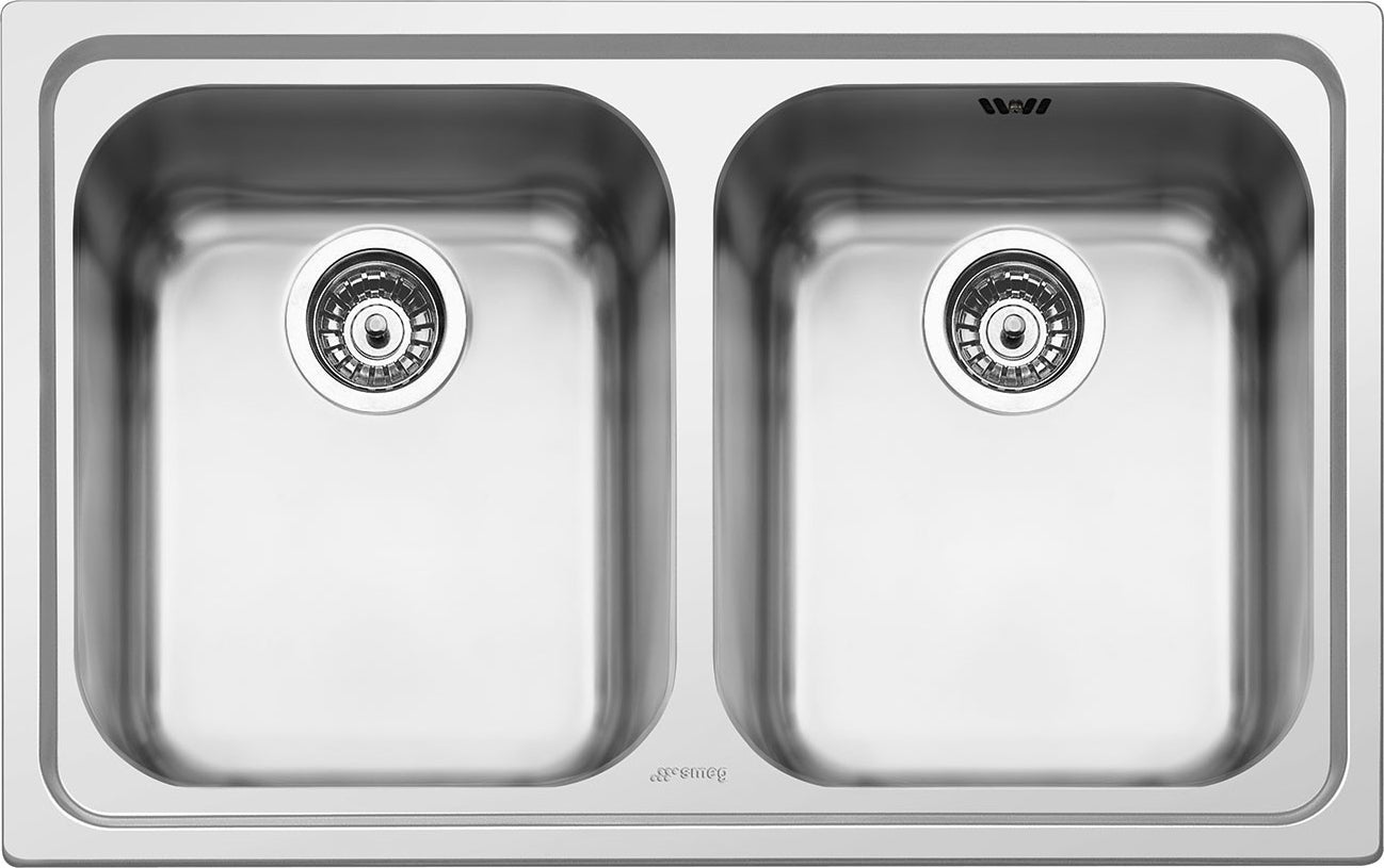 Smeg Lavello cucina 1 Vasca da Incasso 76 cm Acciaio Inox Spazzolato ...