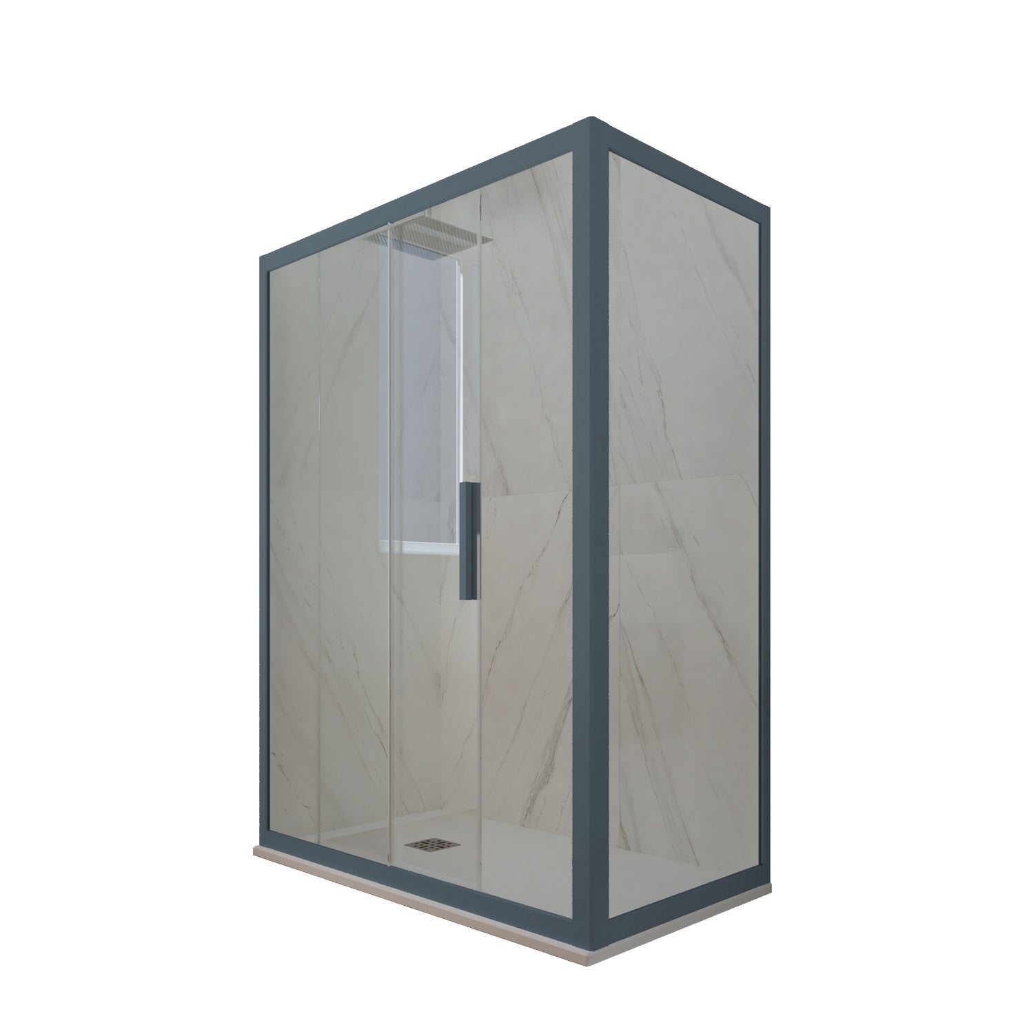Cabine parois de douche angulaire coulissante 75x100 cm H 200 en PVC ...