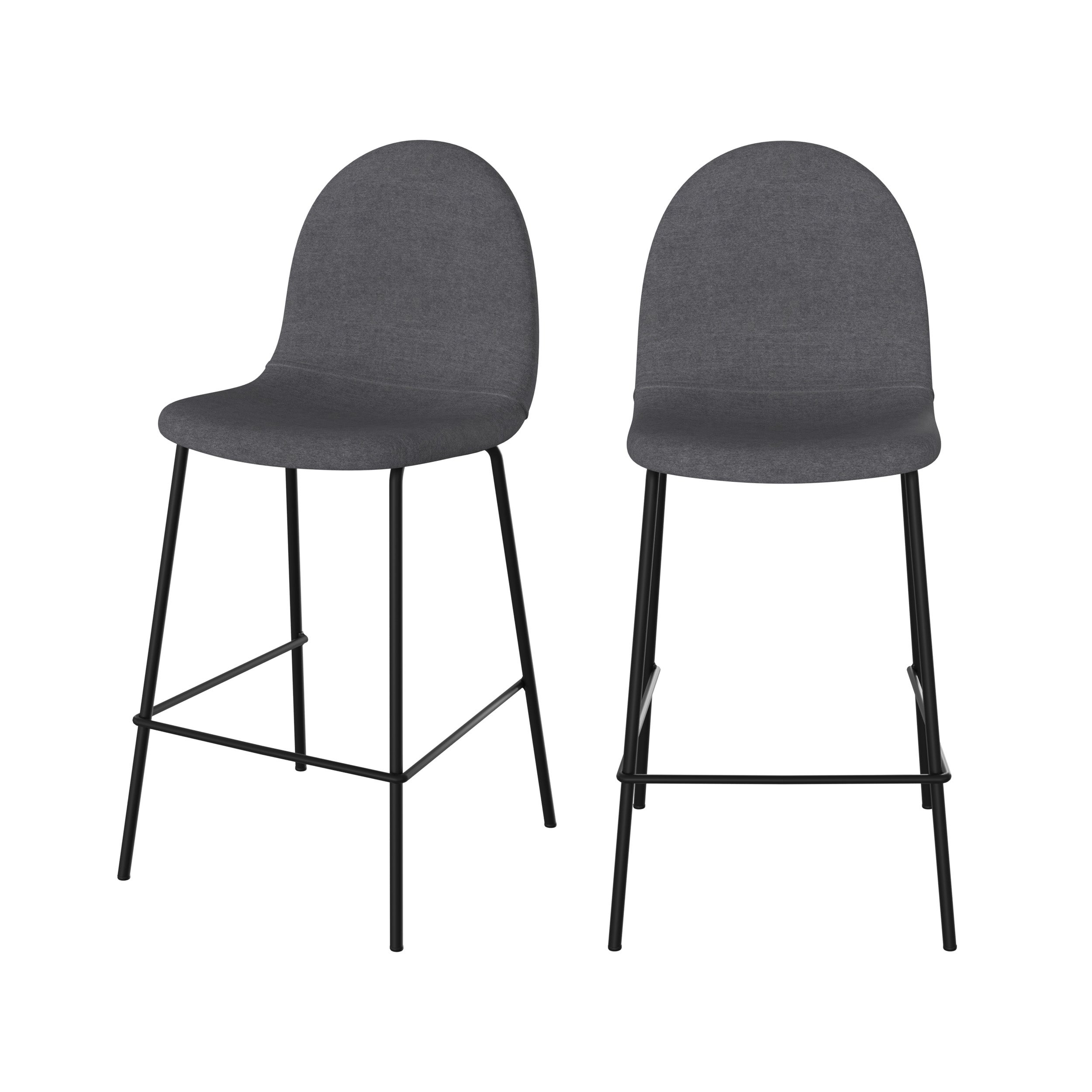 Lot de 2 chaises pour îlot central en tissu gris foncé 63 cm - Léna | Leroy Merlin