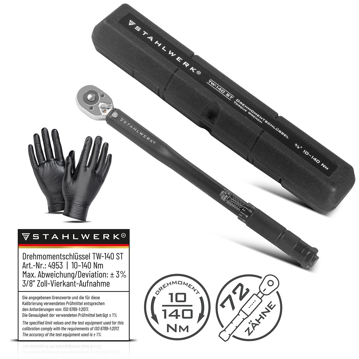 STAHLWERK Clé dynamométrique TW-140 ST 10-140 Nm 3/8" pouce Cliquet ...