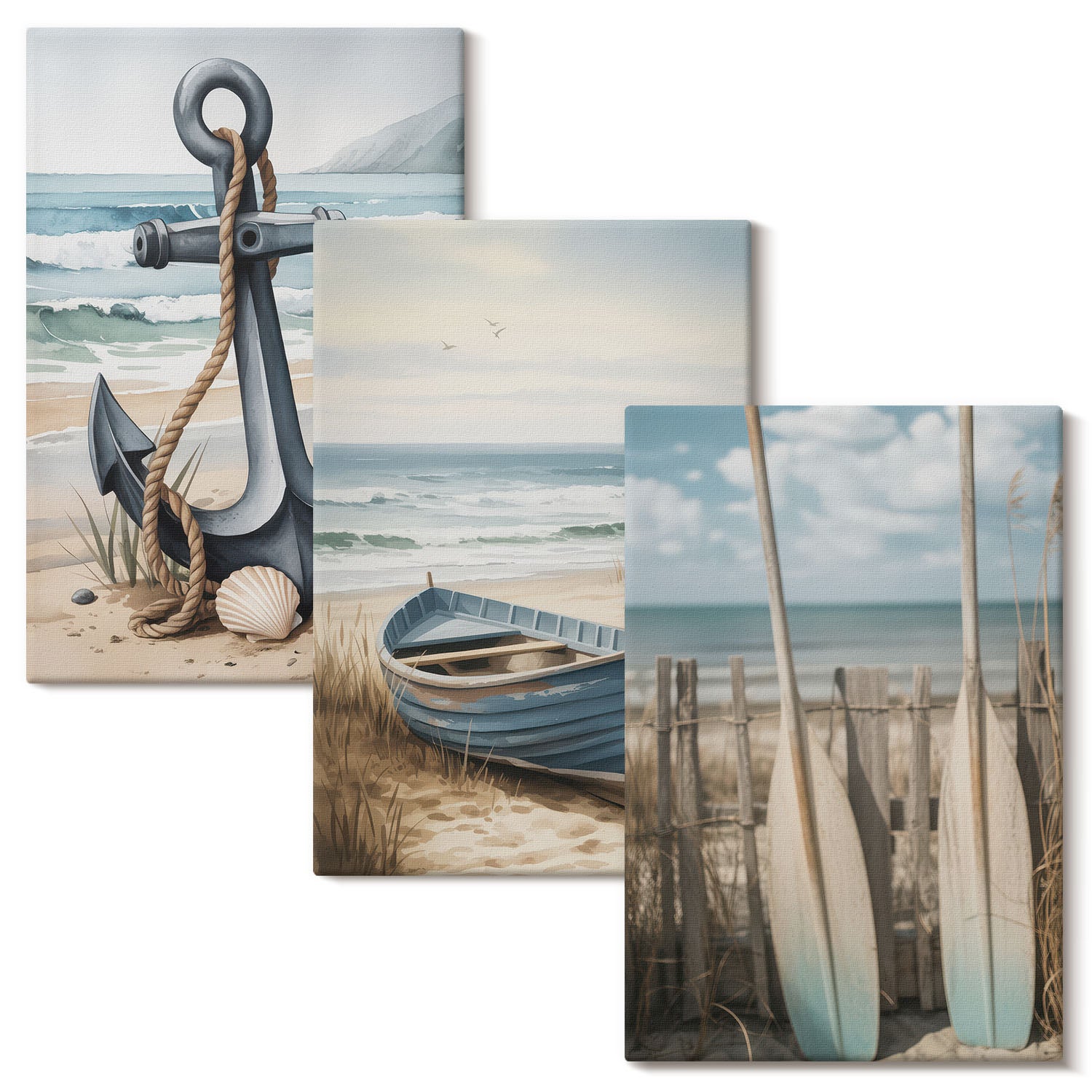 Cuadro impreso Ancla remos playa | 3x20x30 cm | Wallfluent | Leroy Merlin