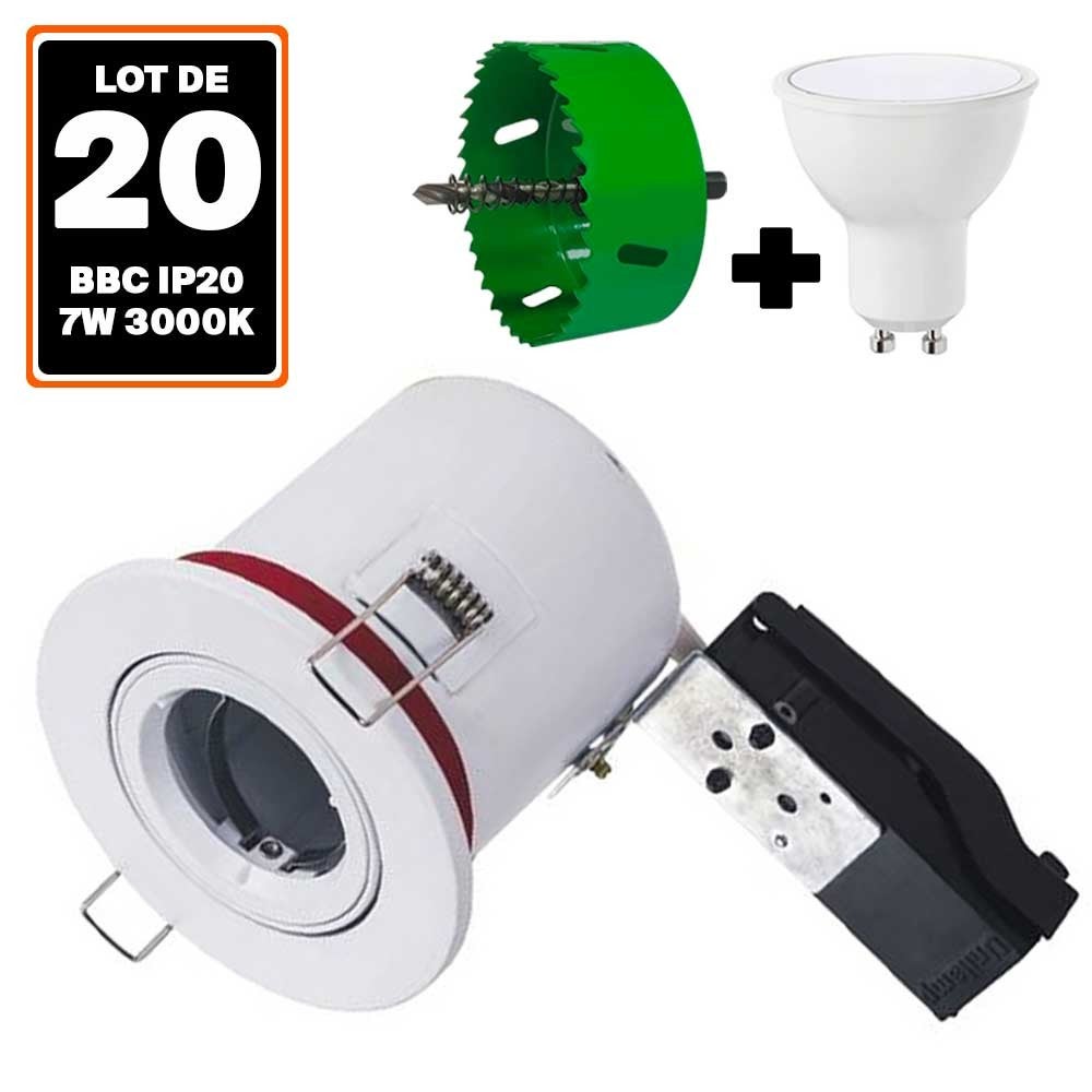 20 Focos blanco IP20 de techo empotrable y orientable, con ...