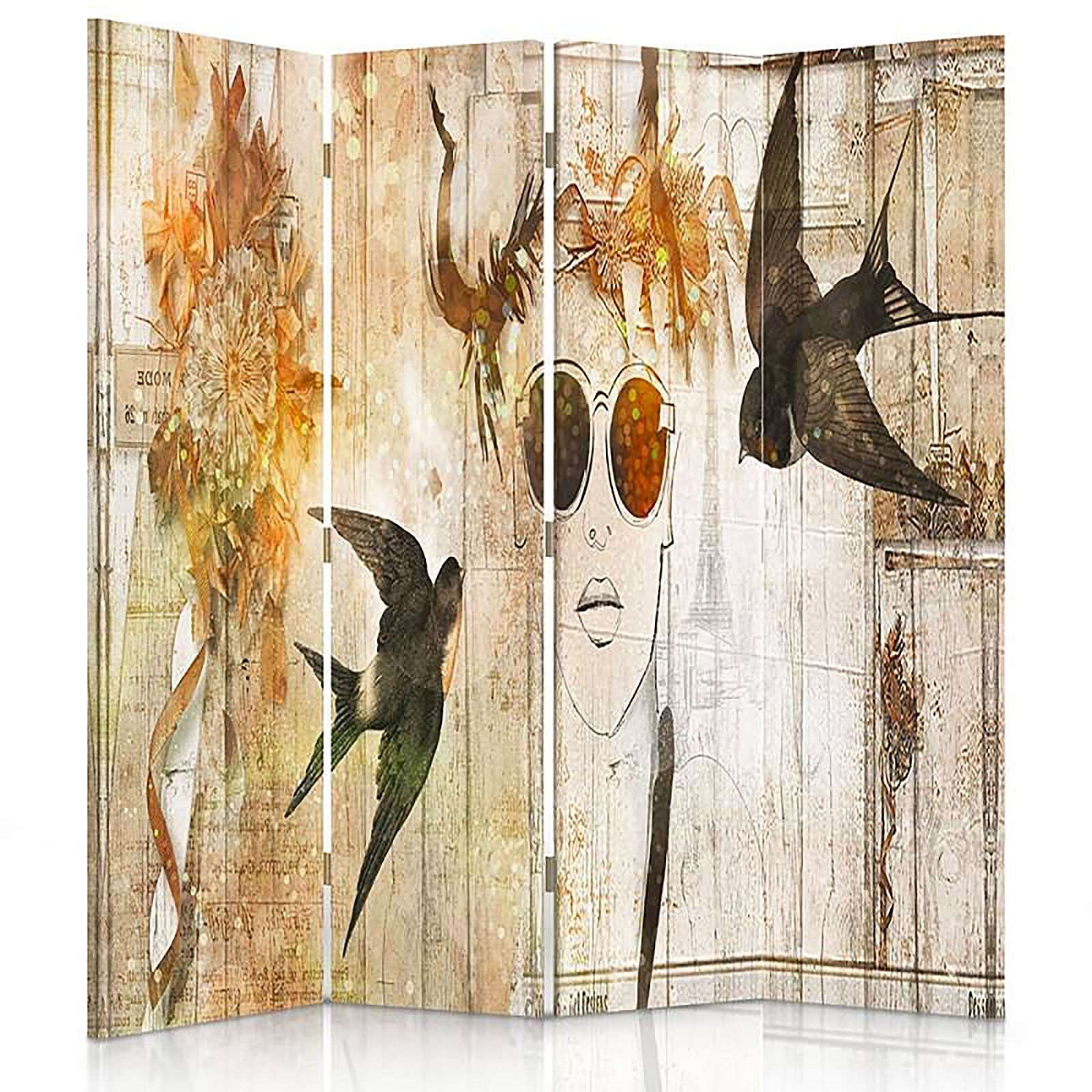 Paravent Design Moderne et Oiseaux - Déco Unique - 145 x 180 cm - 2 ...