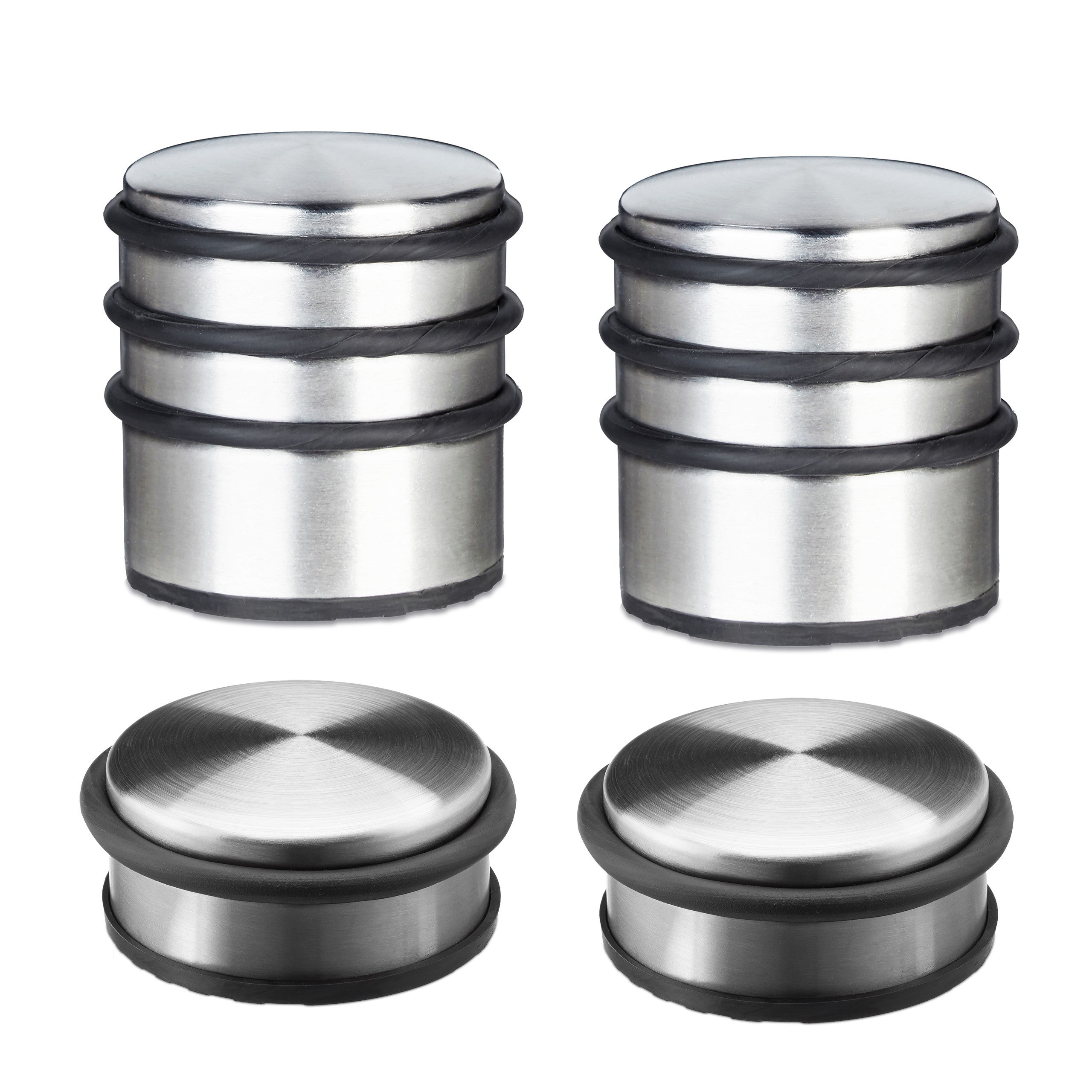 Lot de 4 butoirs de porte en inox, 2 butoirs plats et 2 hauts, avec ...