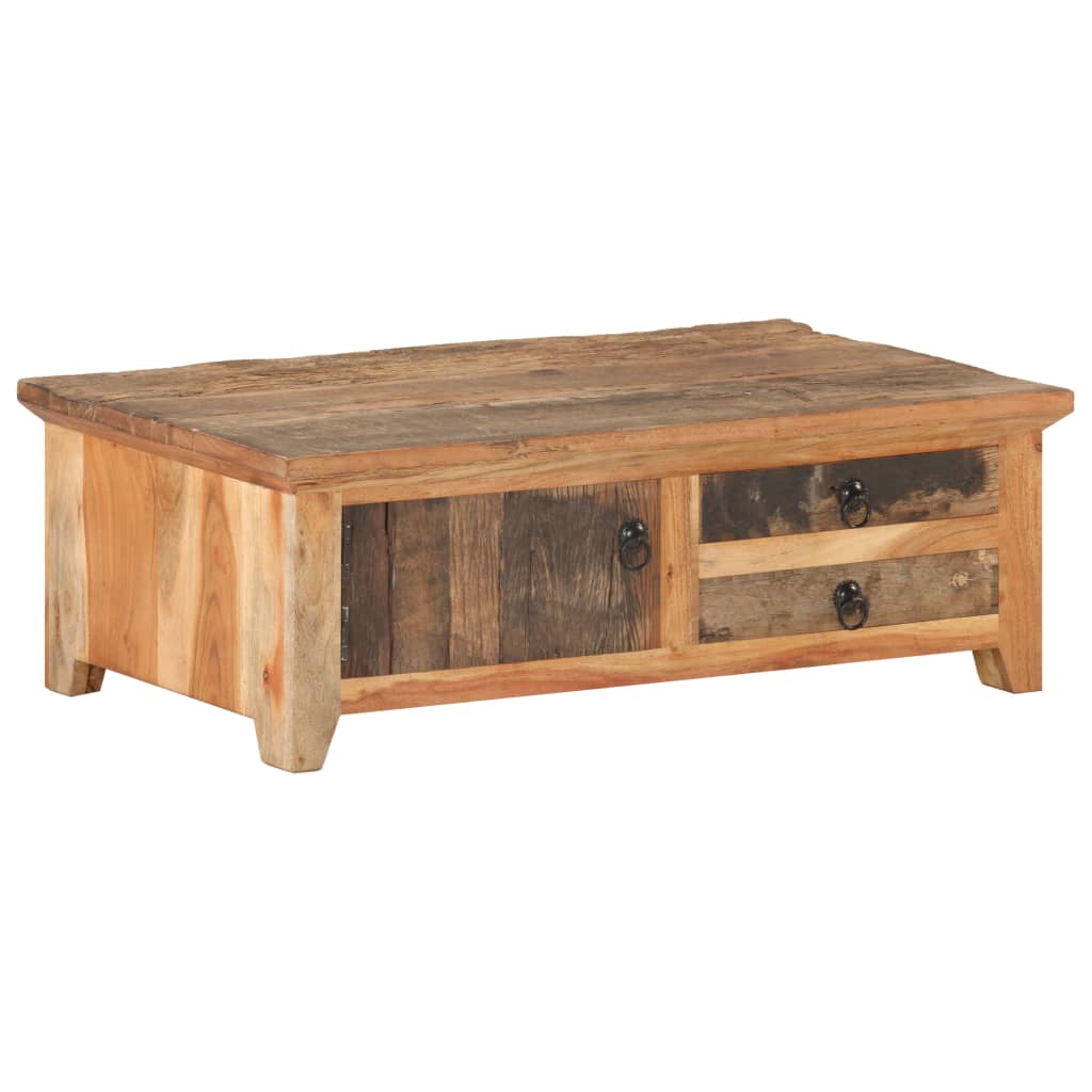 Mesa De Centro De Madera Maciza Reciclada 90x50x31 Cm Leroy Merlin
