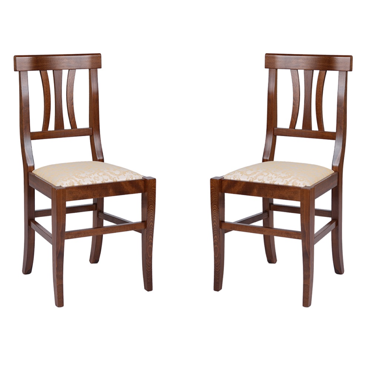 SET 2 PZ LAURA chaise en bois massif avec assise rembourrée et fini ...