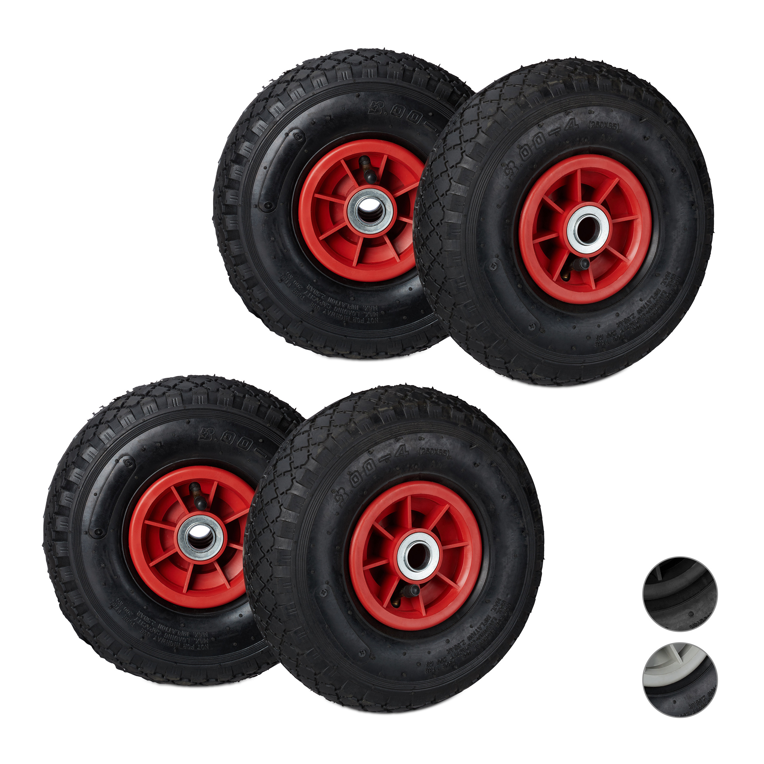 Roue de diable, lot de 4, roues de brouette, roue de rechange axe,3.00 ...