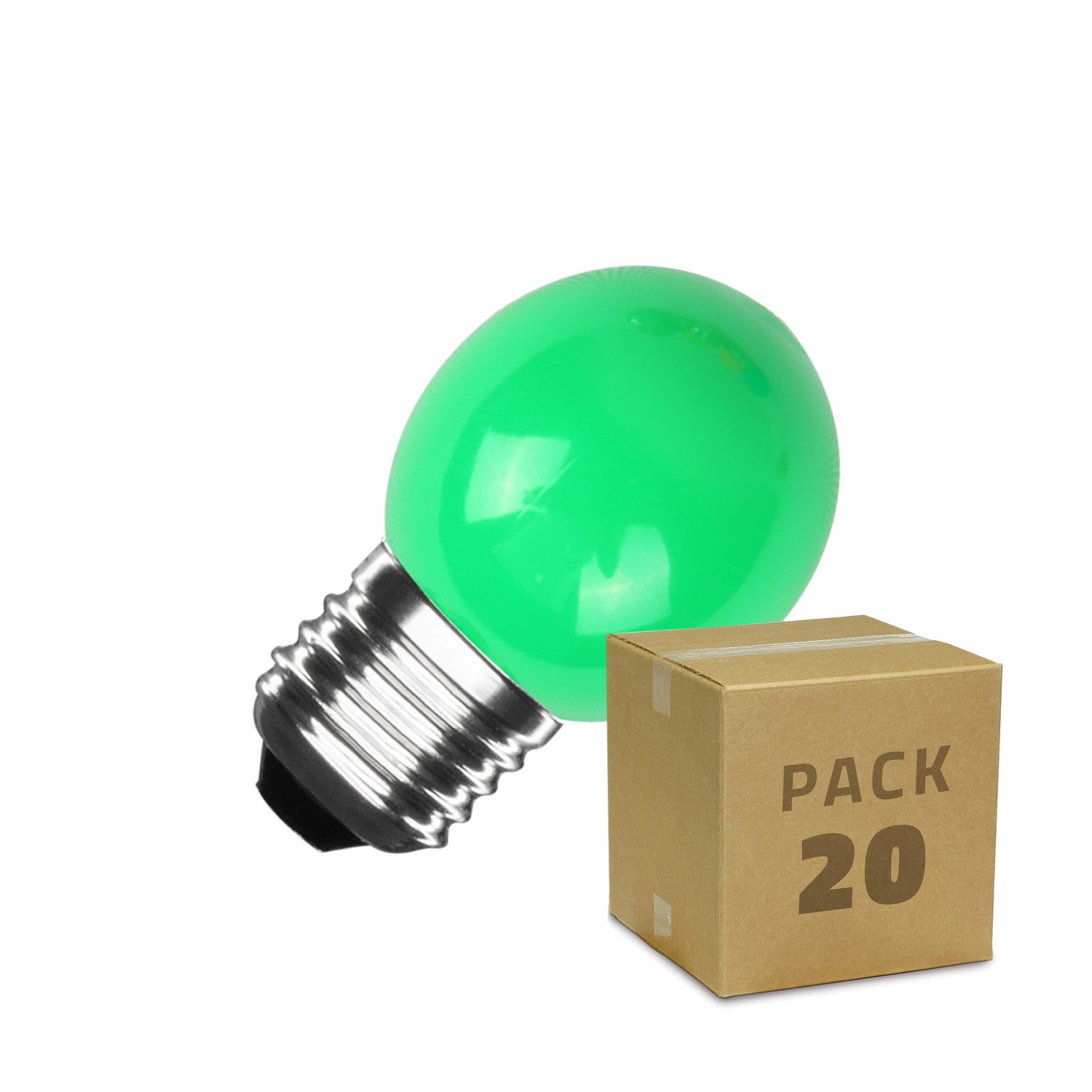 Ledkia Pack 20 Bombillas LED E27 3W 300 lm G45 Monocolor Verde | Leroy ...