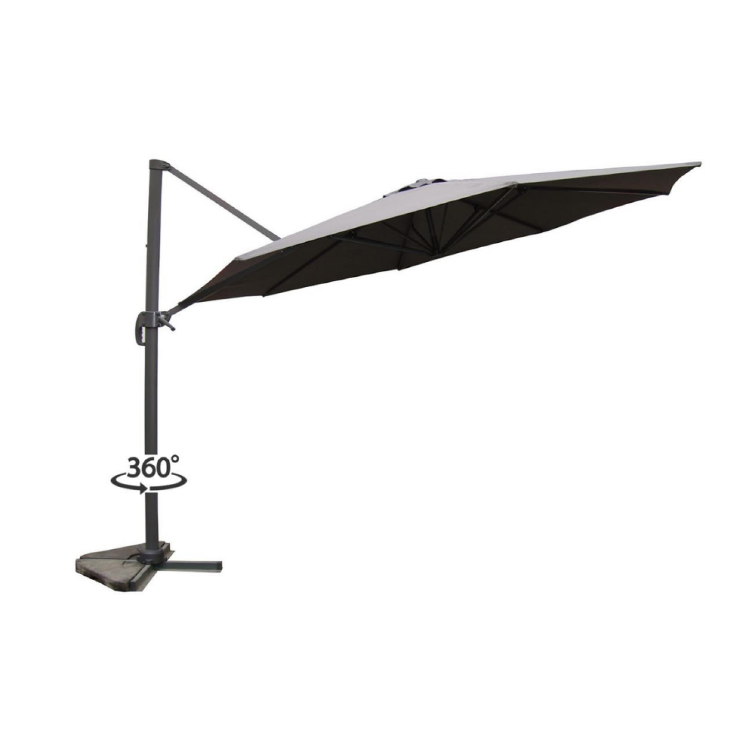 Parasol gris déporté rond 3,5 x 3,5 m rotatif à 360 CASTILLO | Leroy Merlin