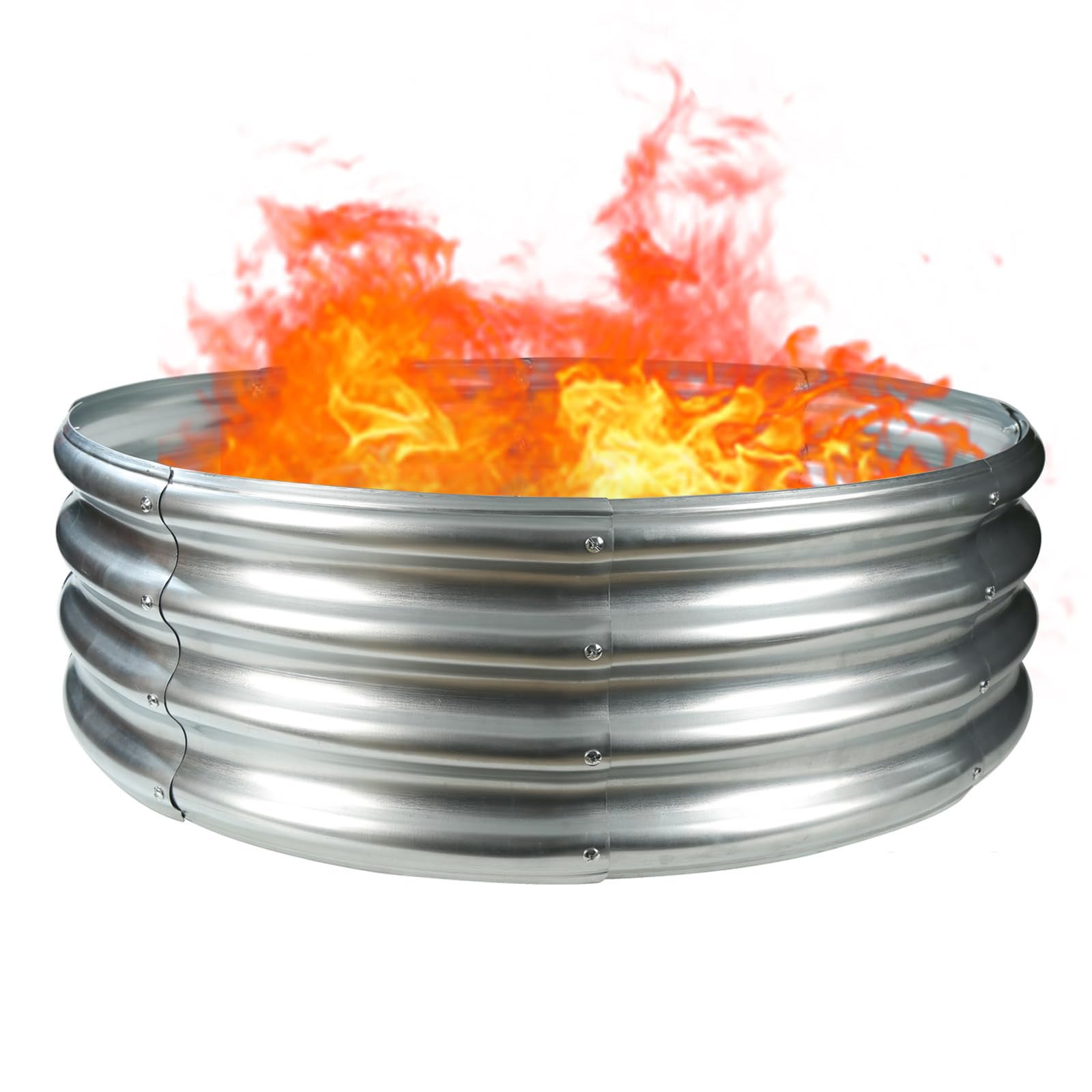 Foyer d'extérieur rond de 90 cm, portable, galvanisé, pour camping ...