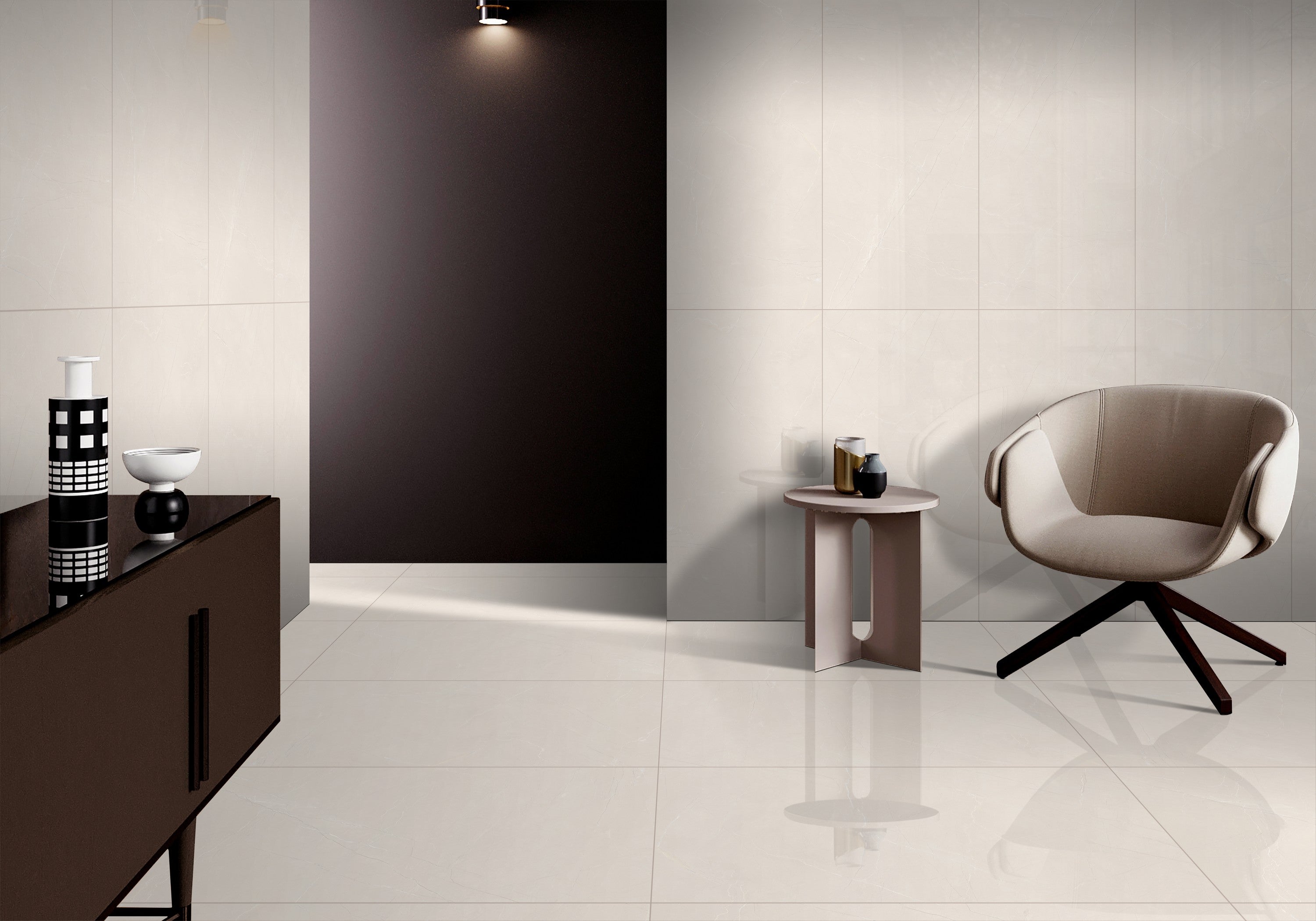 Carrelage sol/mur effet marbre BURRY IVORY BRILLANT L.120 x l.60cm ...