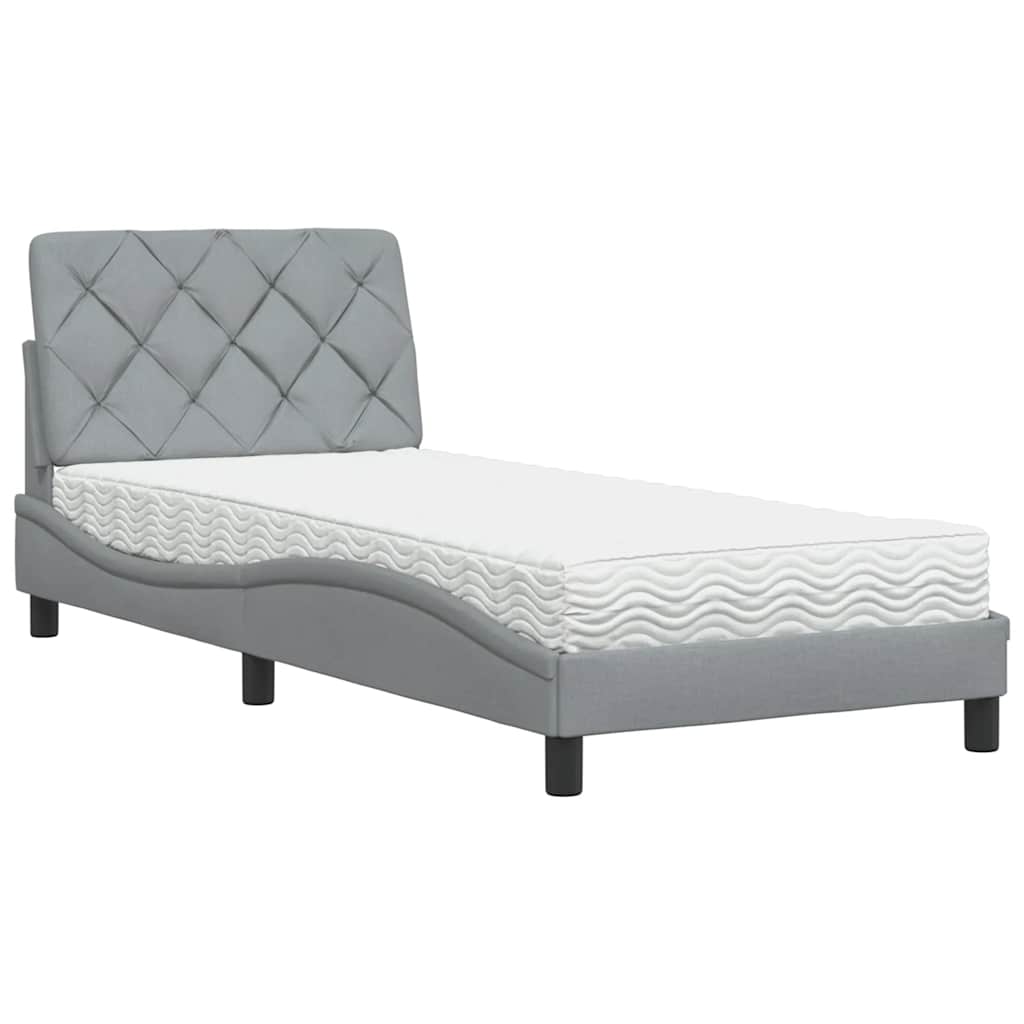 Letto singolo | Letto con Materasso Grigio Chiaro 80x200 cm in Tessuto ...