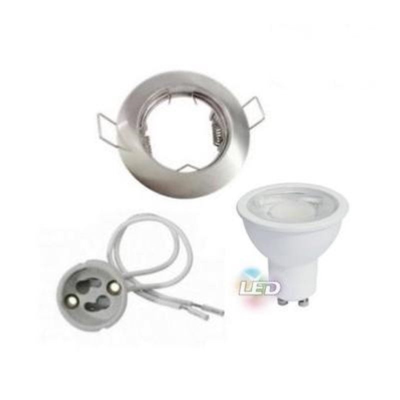 Kit Spot Led Gu10 Encastrable Avec Ampoule Led 8w Blanc Chaud 2300k