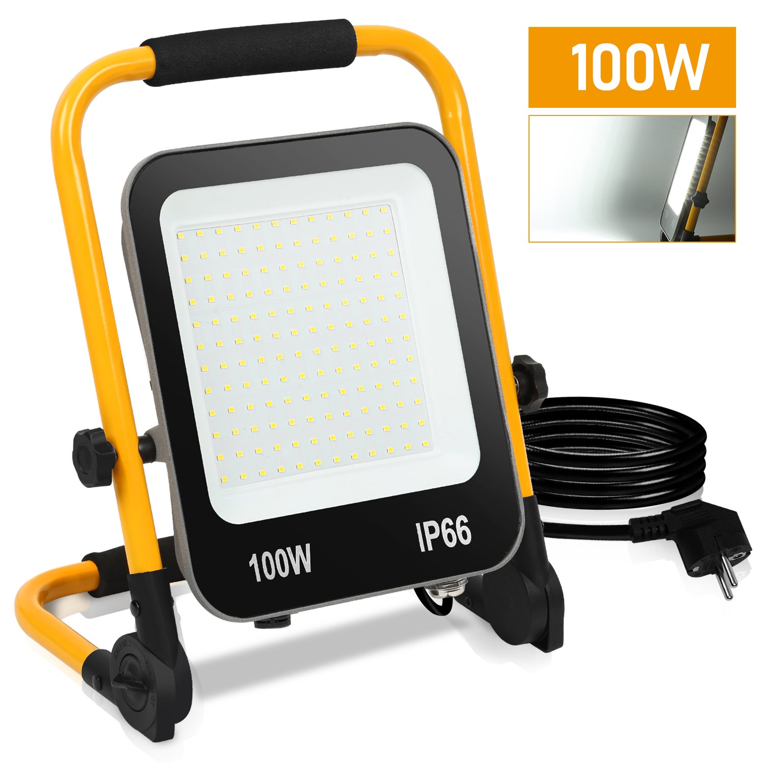 Projecteur de chantier LED Projecteur Led avec Jaune trépied Projecteur ...