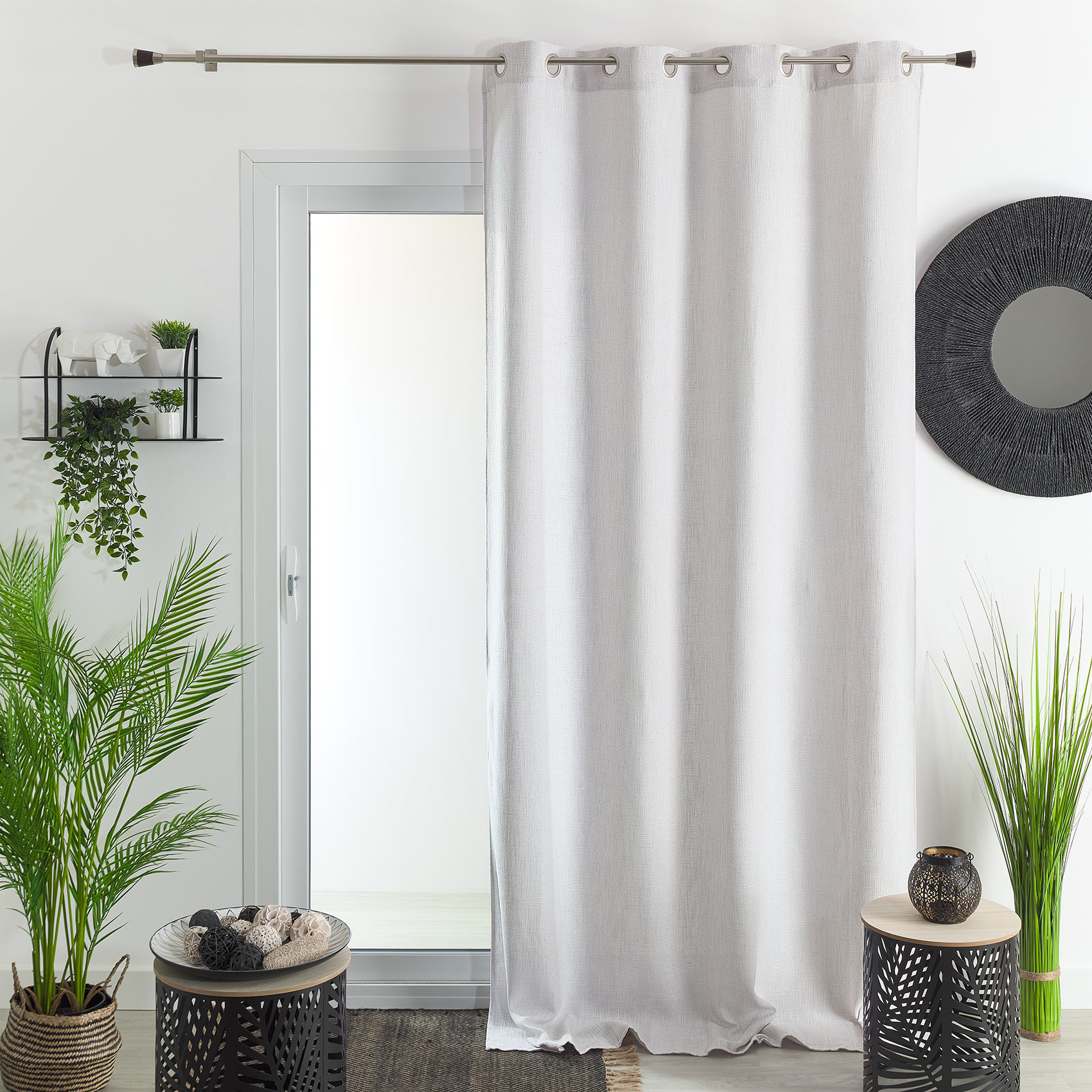 Rideau tamisant - - Effet tissé - Blanc - 140x260 cm - Polyester ...