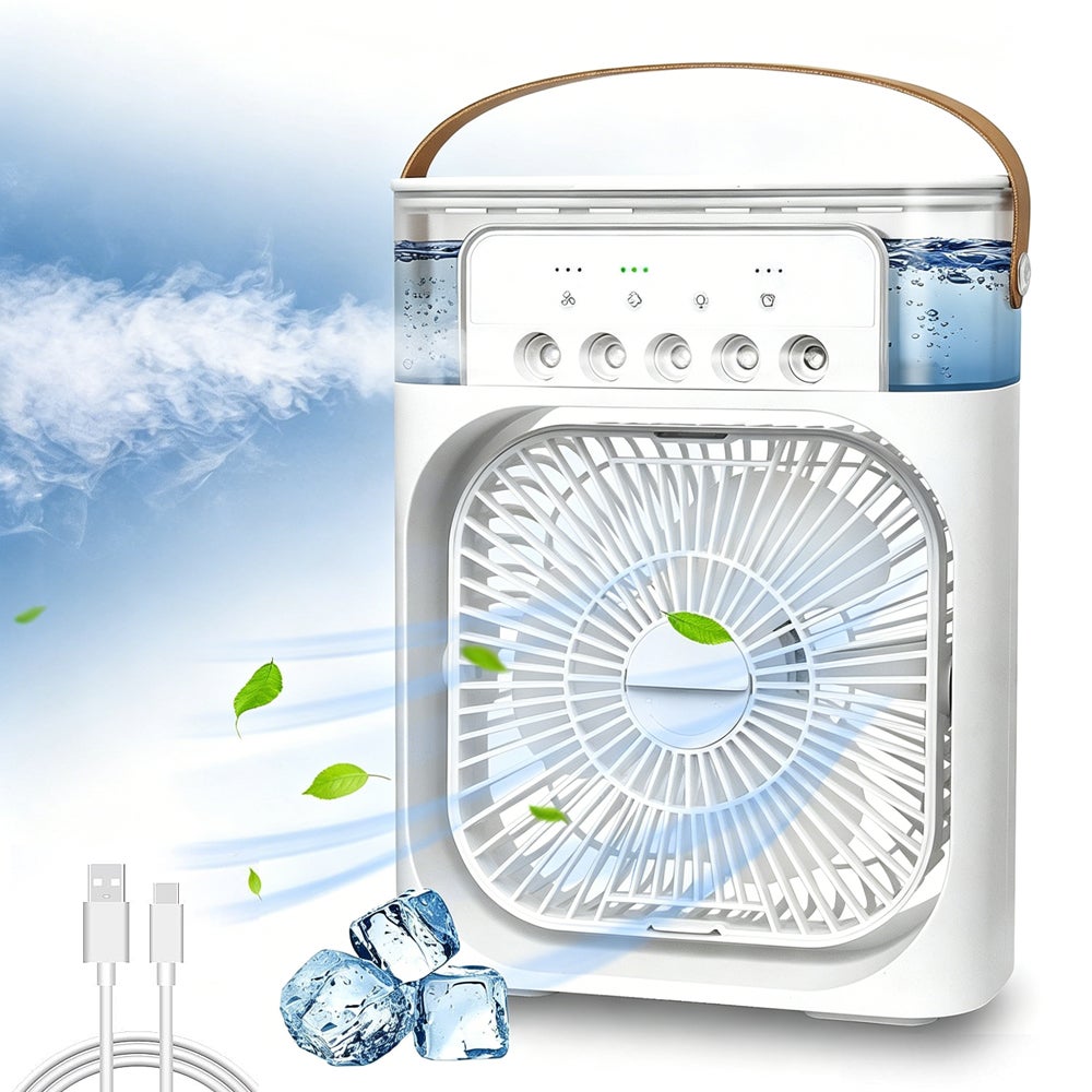 Ventilador de aire acondicionado portátil, mini enfriador con luces LED ...