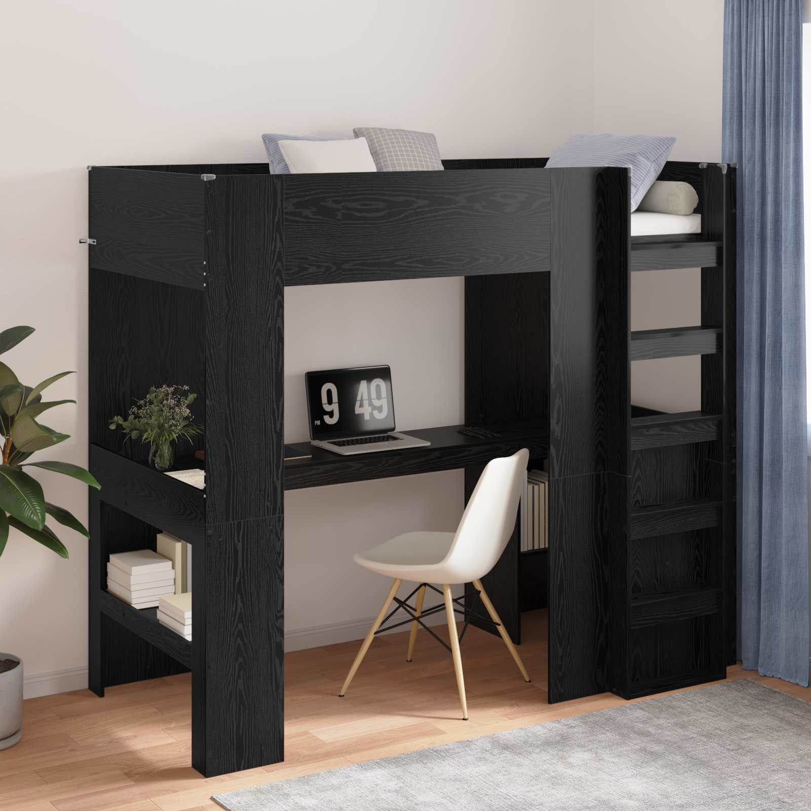 Estructura de litera con escritorio, roble negro, 98,5 x 200 cm | Leroy ...
