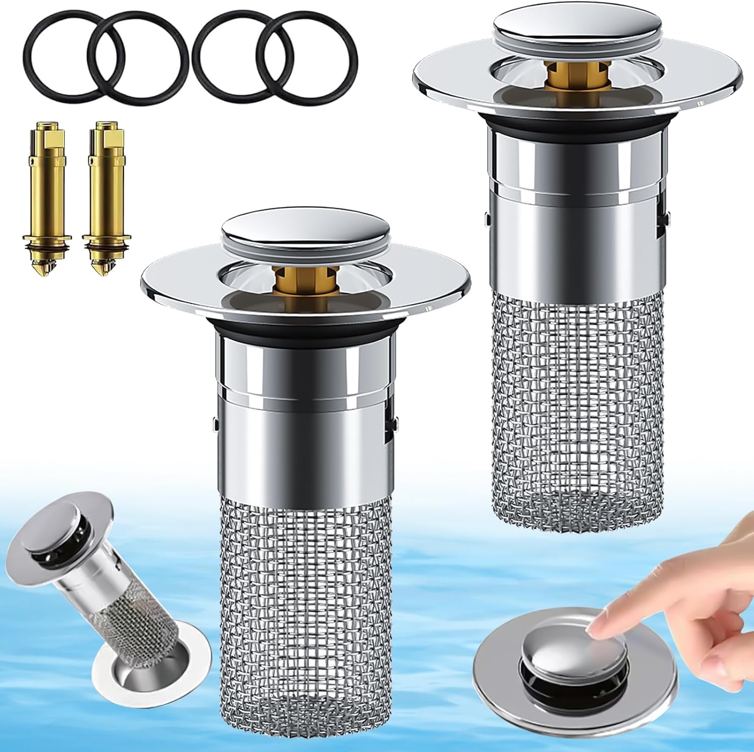 Lot de 2 Bouchons de Vidange Pop-Up 34-40mm - Acier Inoxydable 304 ...