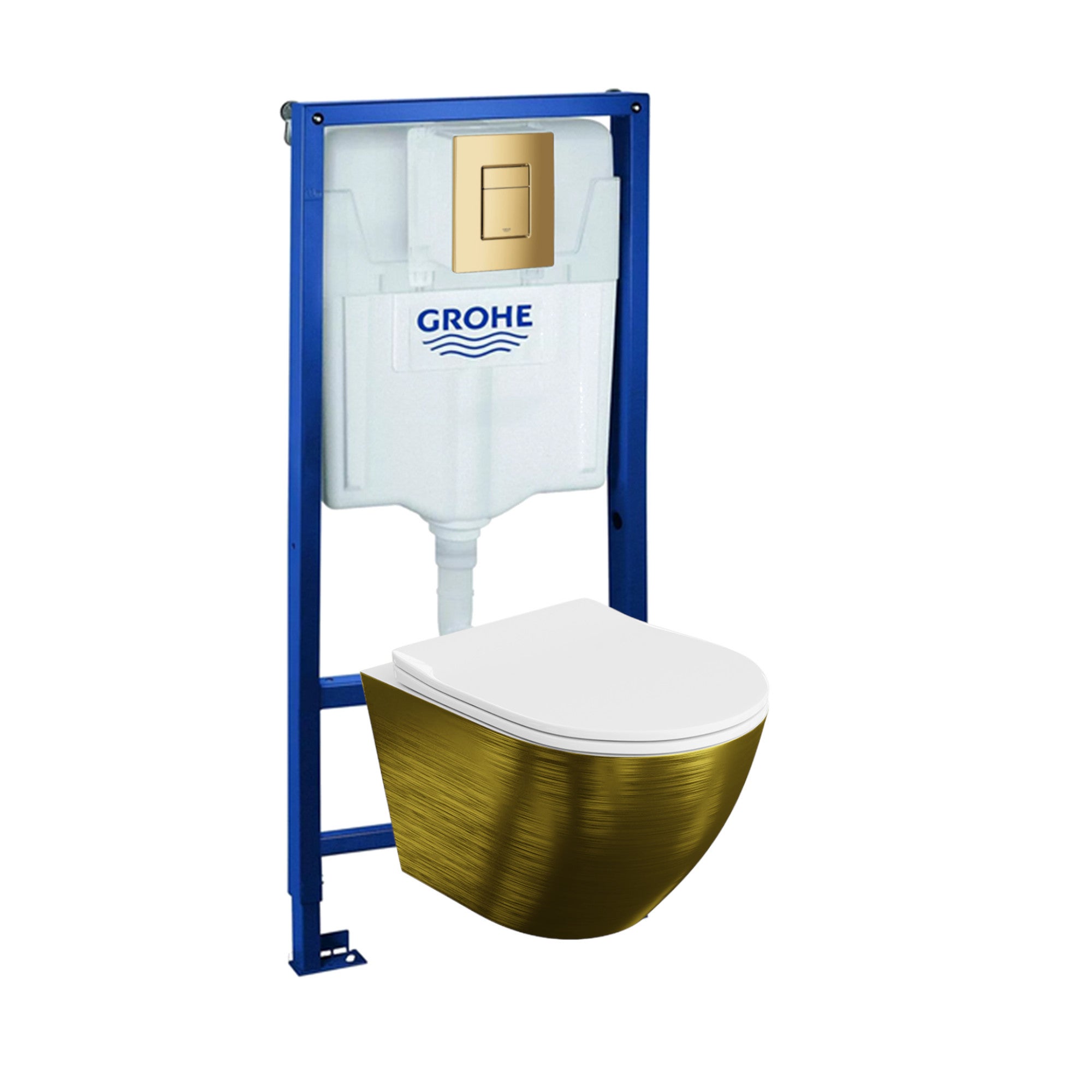 GROHE Bâti-support Solido + Lavita WC Sofi Slim Brushed Gold suspendu ...