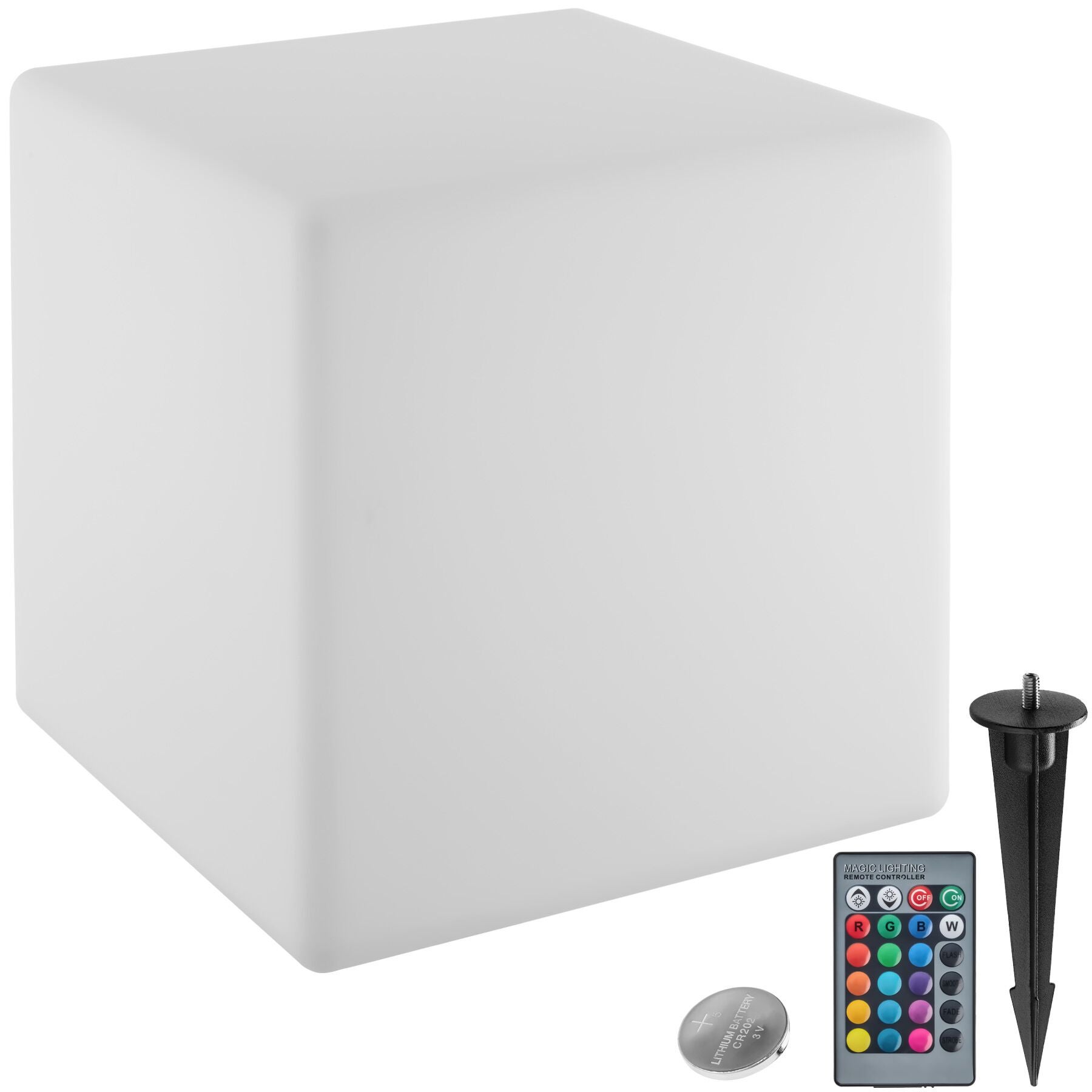 Lampe cube avec ampoule LED en polyéthylène et télécommande 12W 43 cm TECTAKE | Leroy Merlin