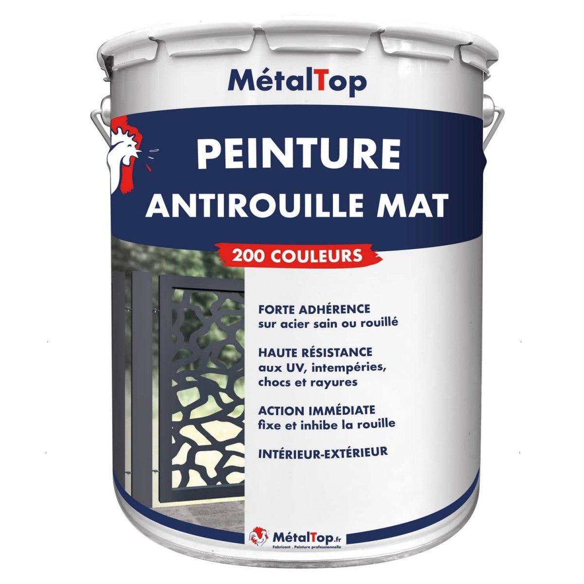 Peinture Antirouille Mat - Rouge rubis - RAL 3003 - 5 L - Métaltop ...