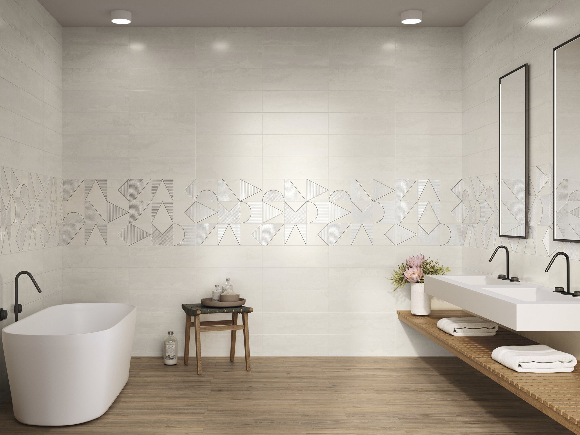 Carrelage Décoratif Effet Ciment Motif 20x60 Rambla - BLANC - 20 x 60 ...