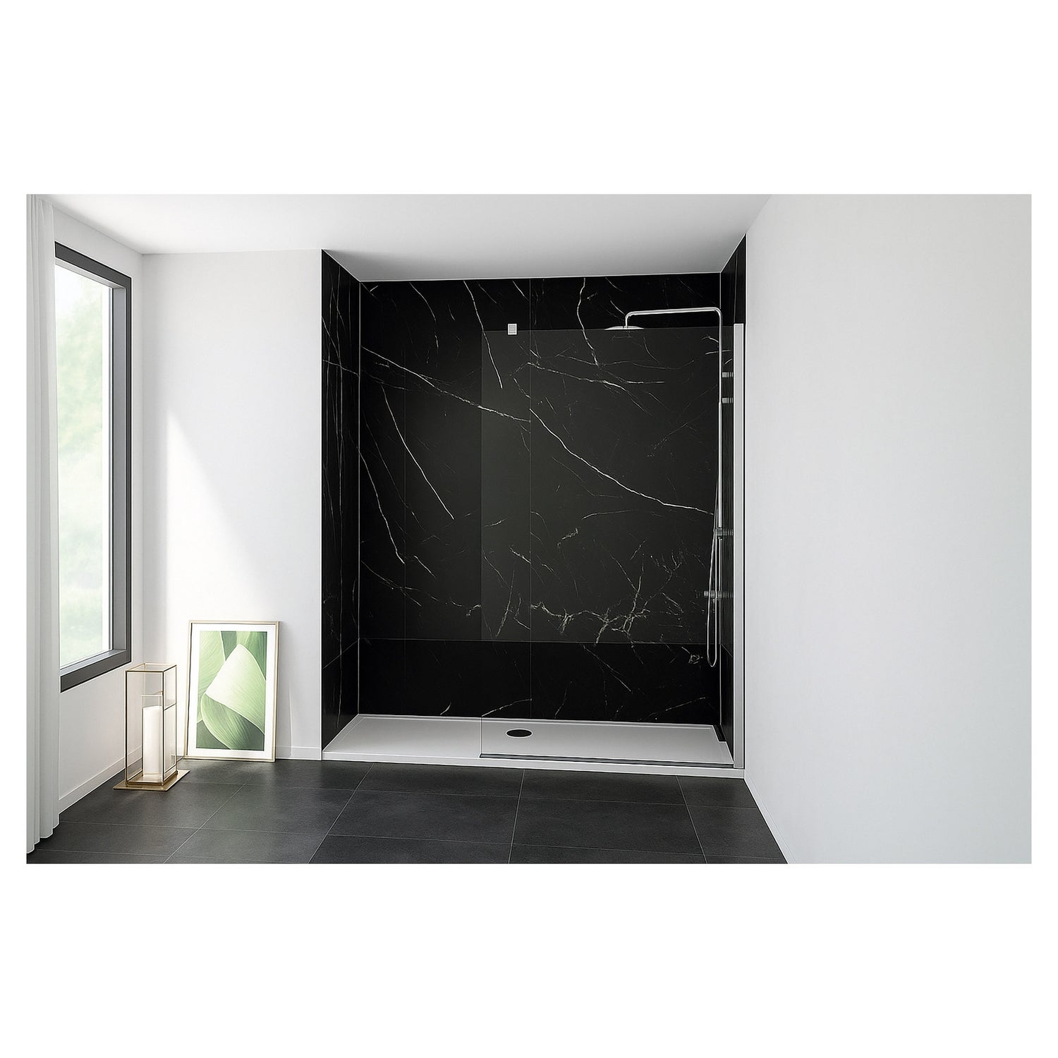 Kit instalación paneles murales nicho NATALIA mármol negro 200cm perfil ...