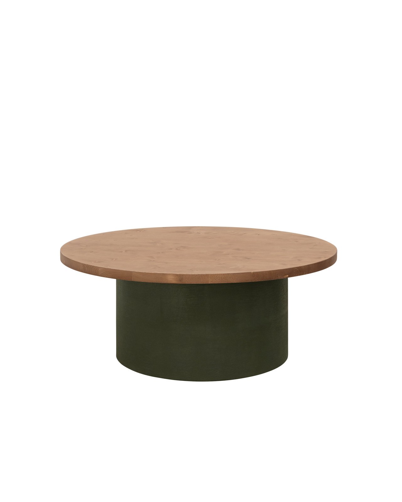 Table basse ronde en bois massif teinte chêne foncé avec pieds en ...
