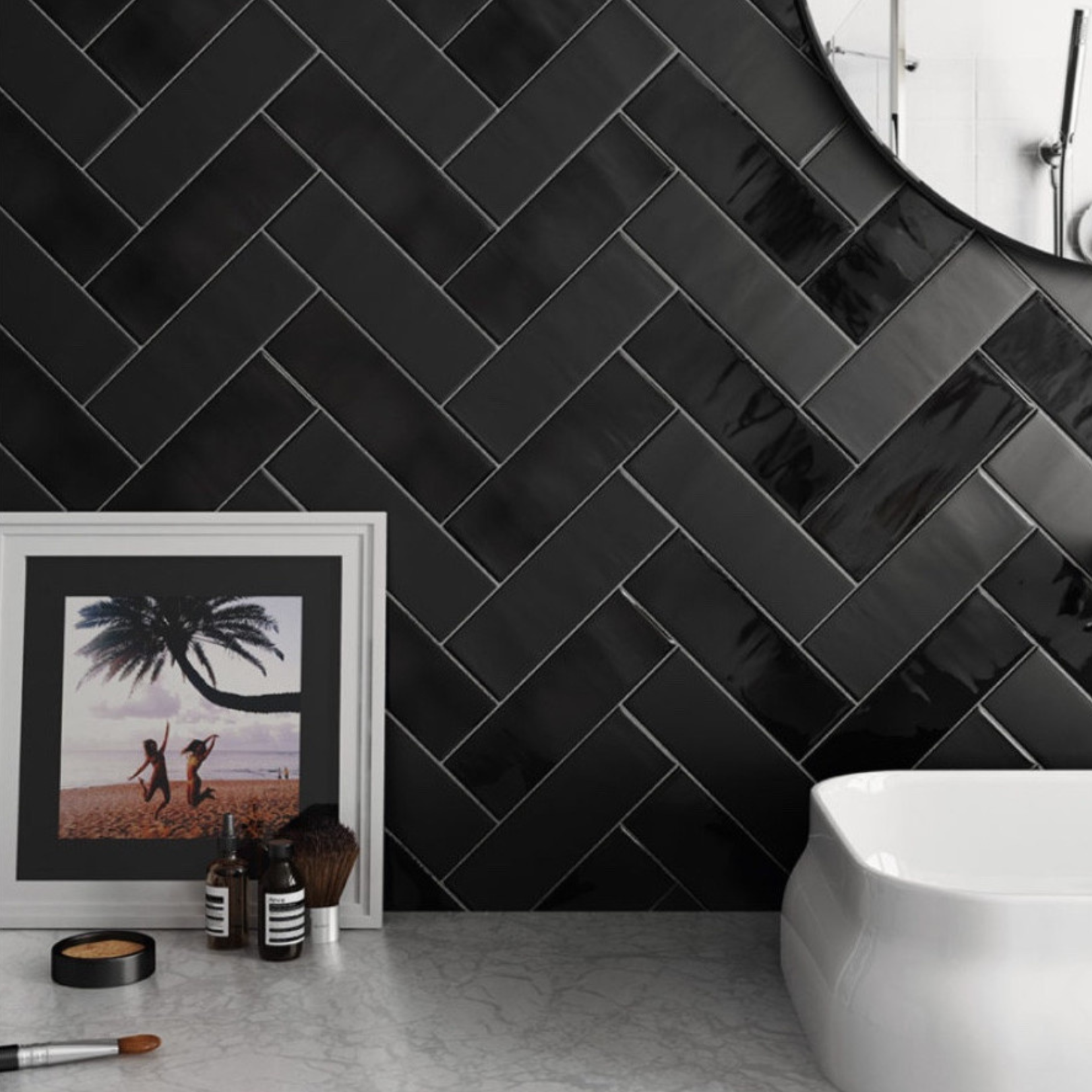 Carrelage mural faïence effet artisanal COUNTRY 20x6,5cm Anthracite ...